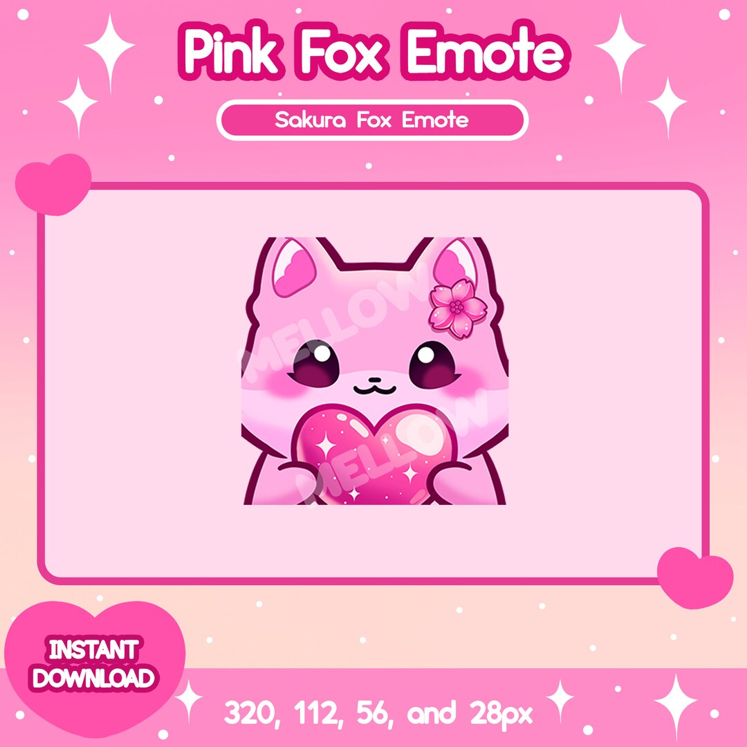 Fox Emote for Twitch, Pink Fox, Sakura Pink, Cherry Blossom, Discord ...