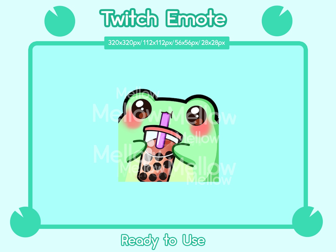 Frog Boba Emote |twitch and Discord Cute Frog Chibi Emote Cartoon ...
