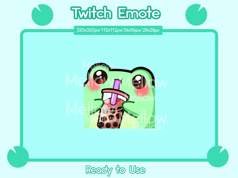 Frog Boba Emote |twitch and Discord Cute Frog Chibi Emote Cartoon ...