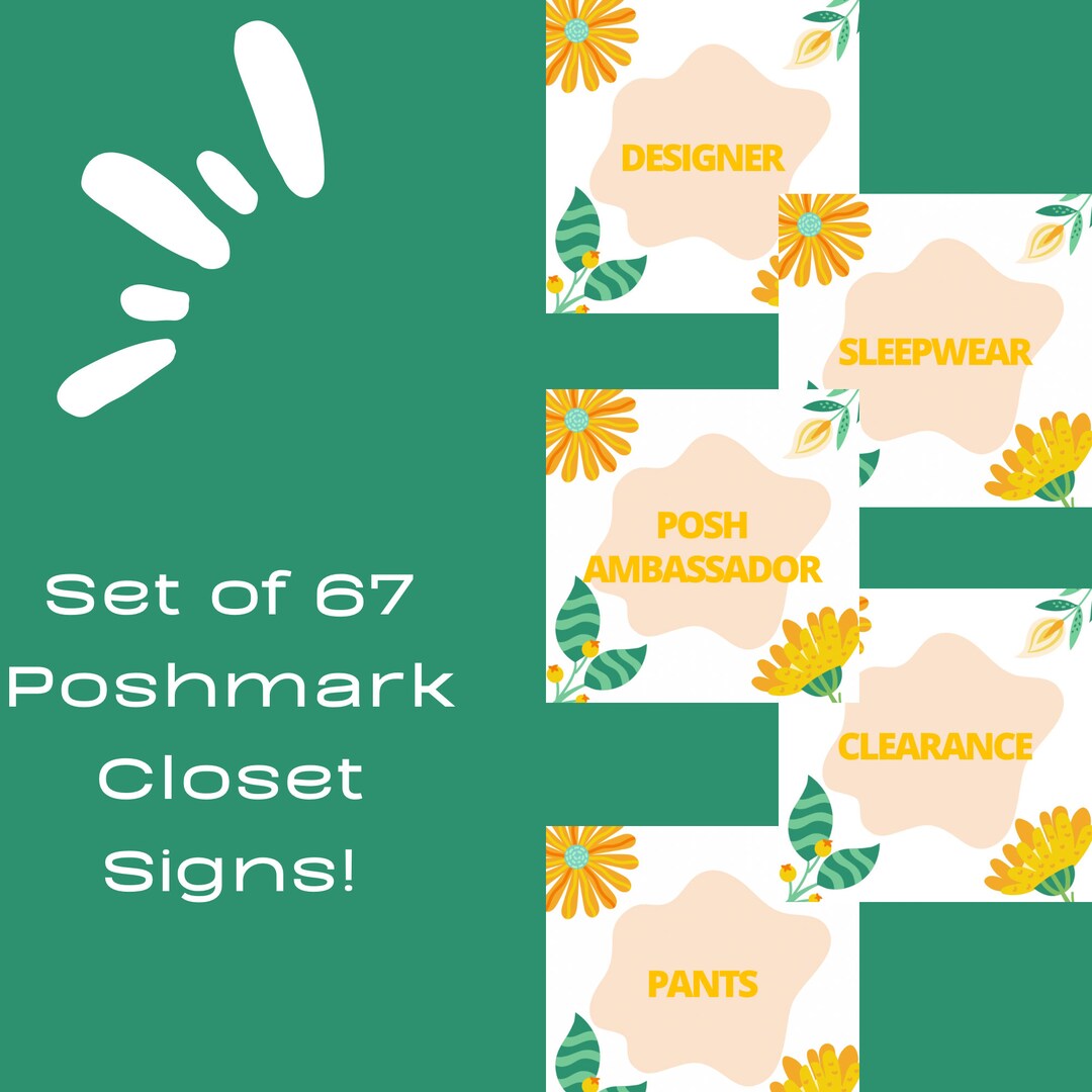 67 POSHMARK CLOSET SIGNS Instant Download Resellers Closet Sign Bundle ...