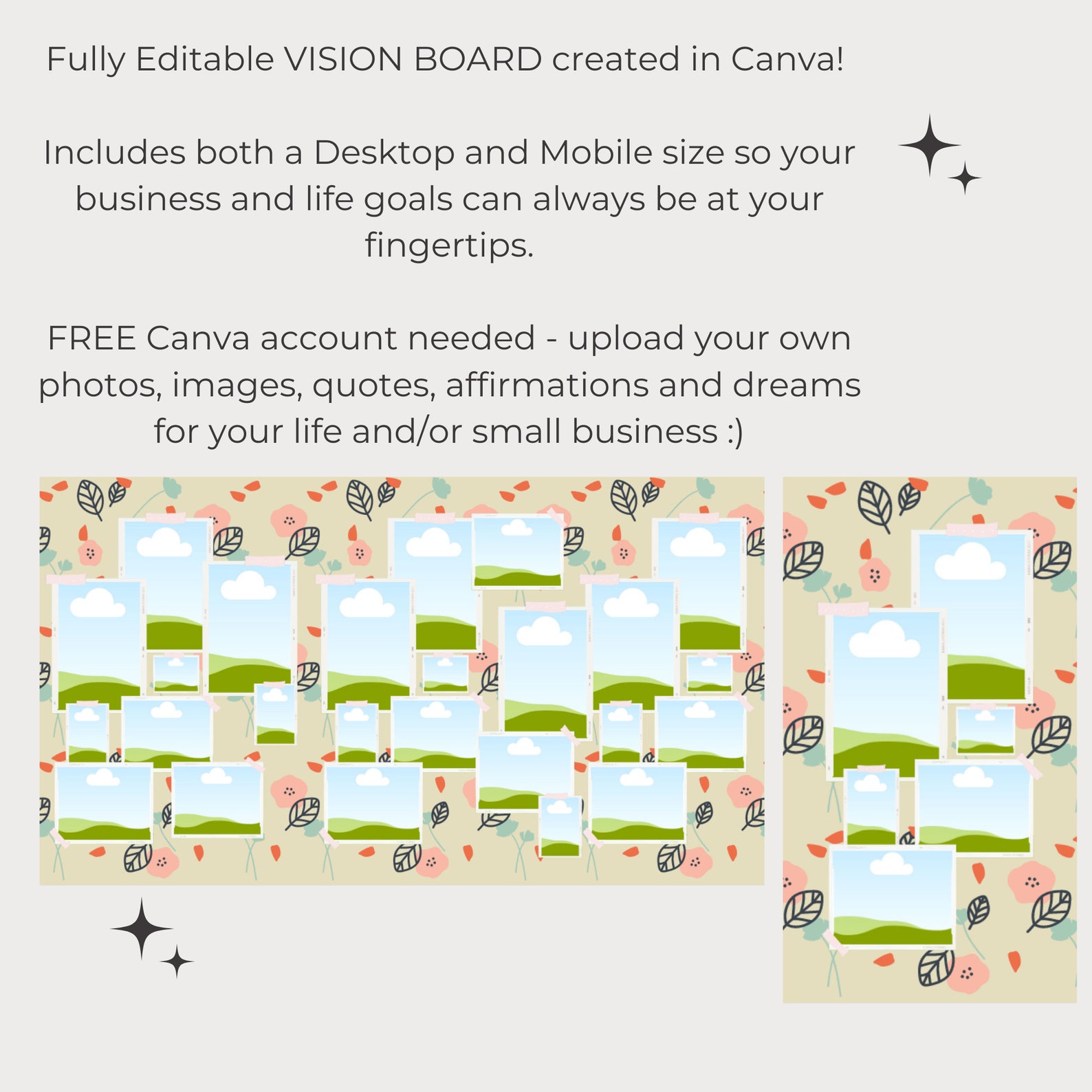 CUSTOM Digital Vision Board Template Fully Editable Canva Vision Board ...