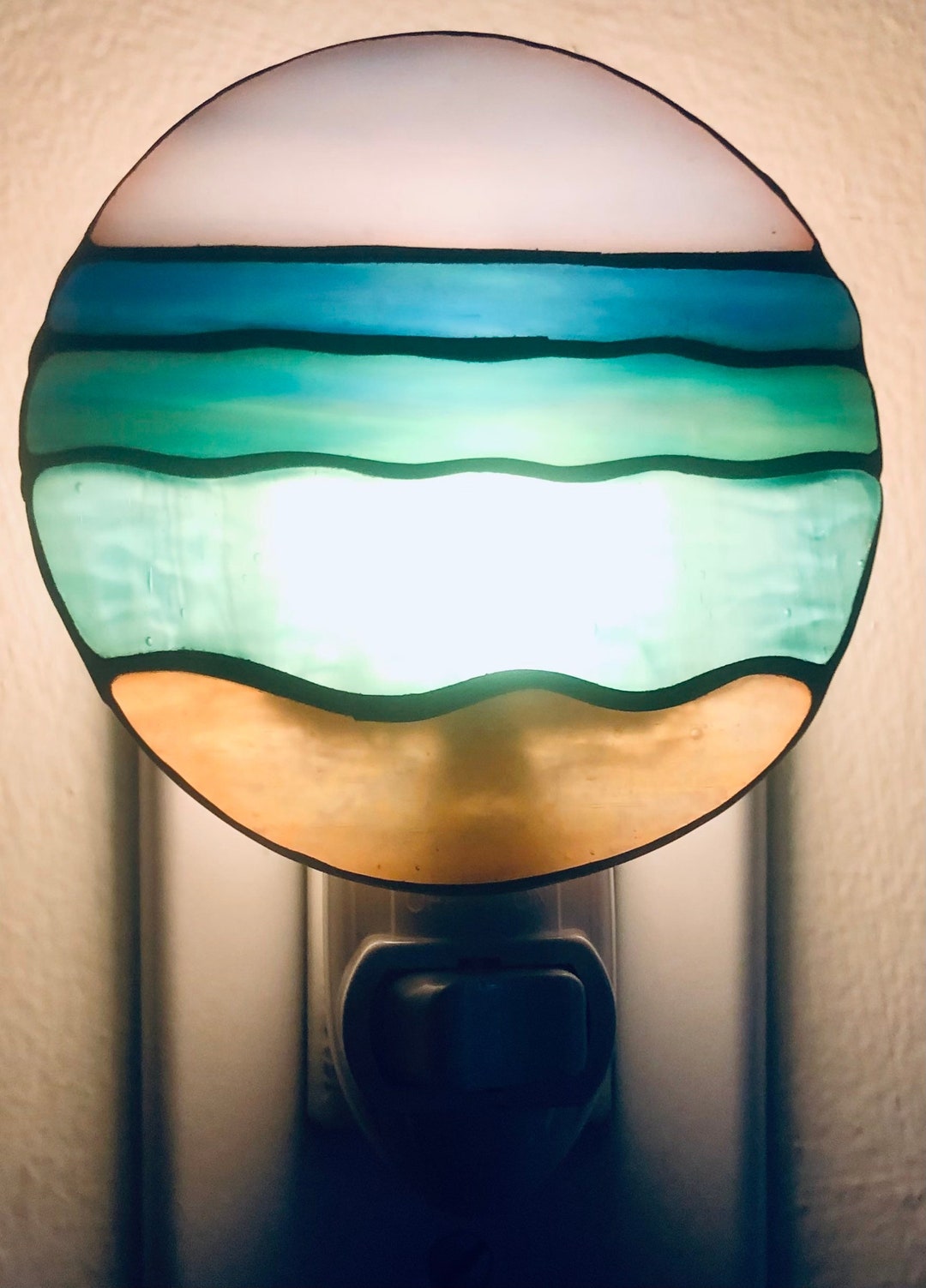 Ocean Scape Stain Glass Night Light With Switch Control and Bulb - Etsy