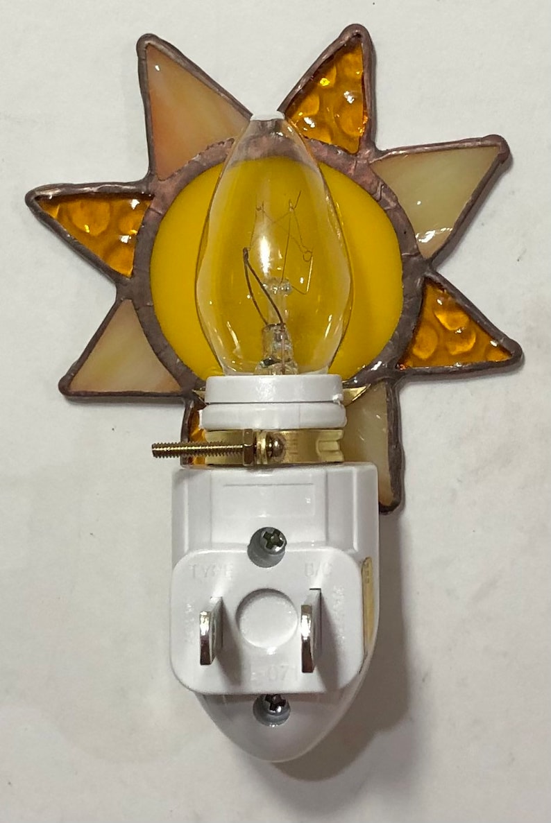 Sunshine Stain Glass Night Light With Switch Control and Bulb - Etsy
