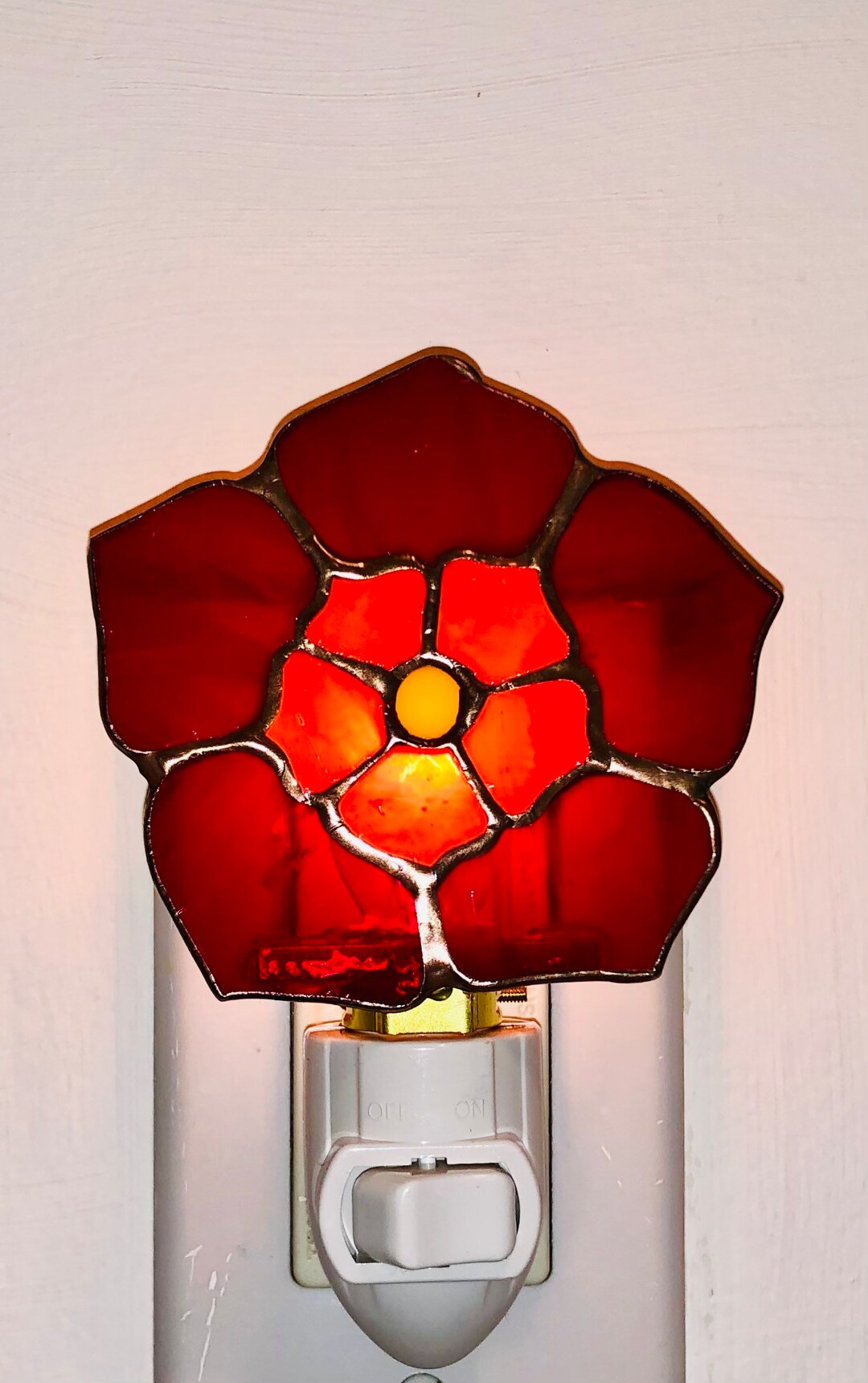 Hibiscus Flower Stain Glass Night Light With Switch Control and Bulb - Etsy