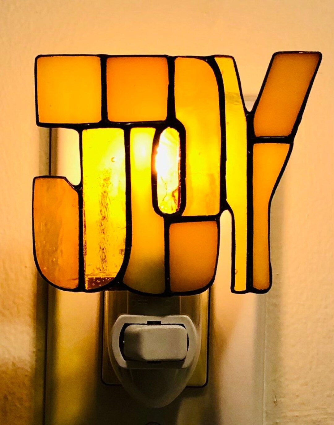 Joy Stain Glass Night Light With Switch Control and Bulb - Etsy