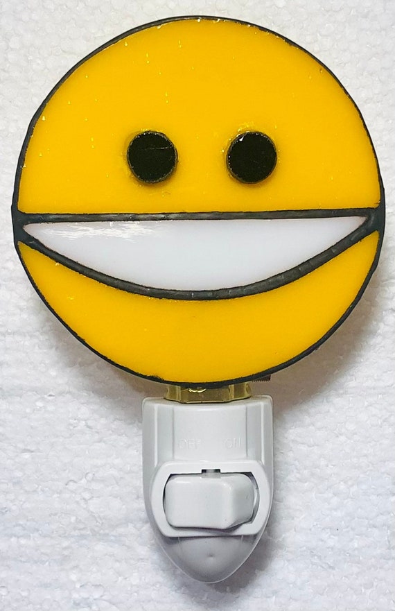 Smiley Face Stain Glass Night Light With Switch Control and - Etsy