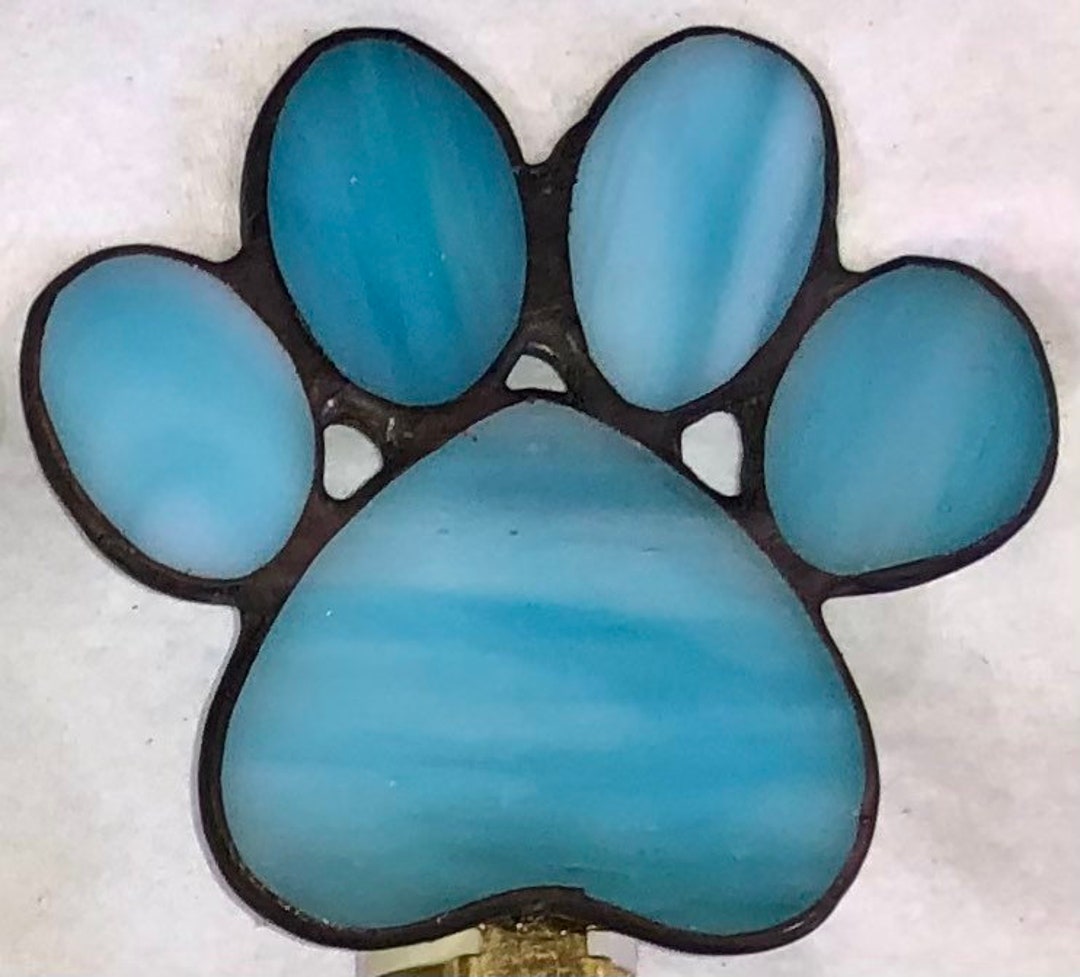 Paw Print Stain Glass Night Light With Switch Control and Bulb - Etsy