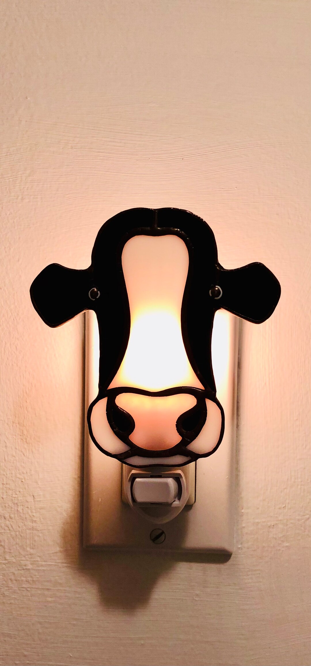 Cow Stain Glass Night Light With Switch Control and Bulb - Etsy