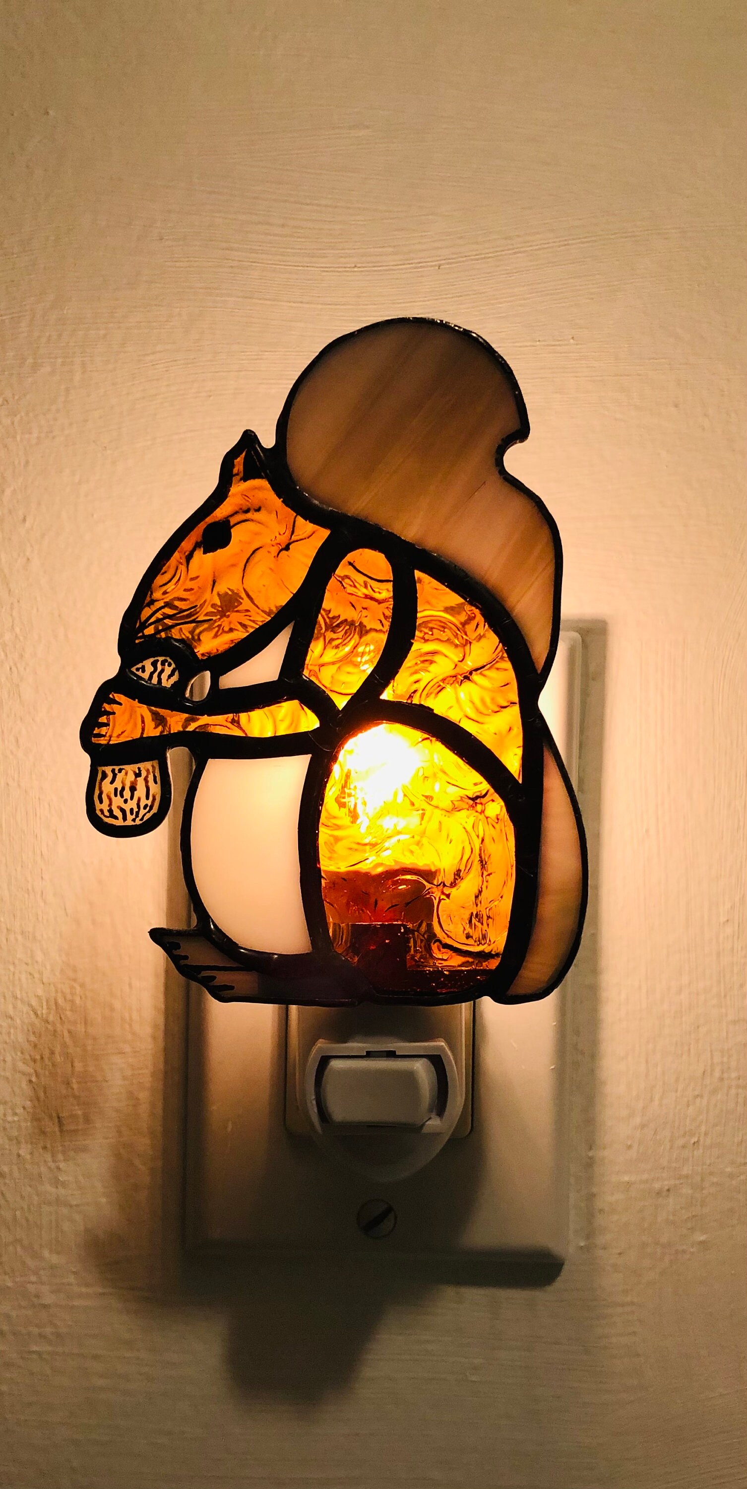 Squirrel Stain Glass Night Light With Switch Control and Bulb - Etsy