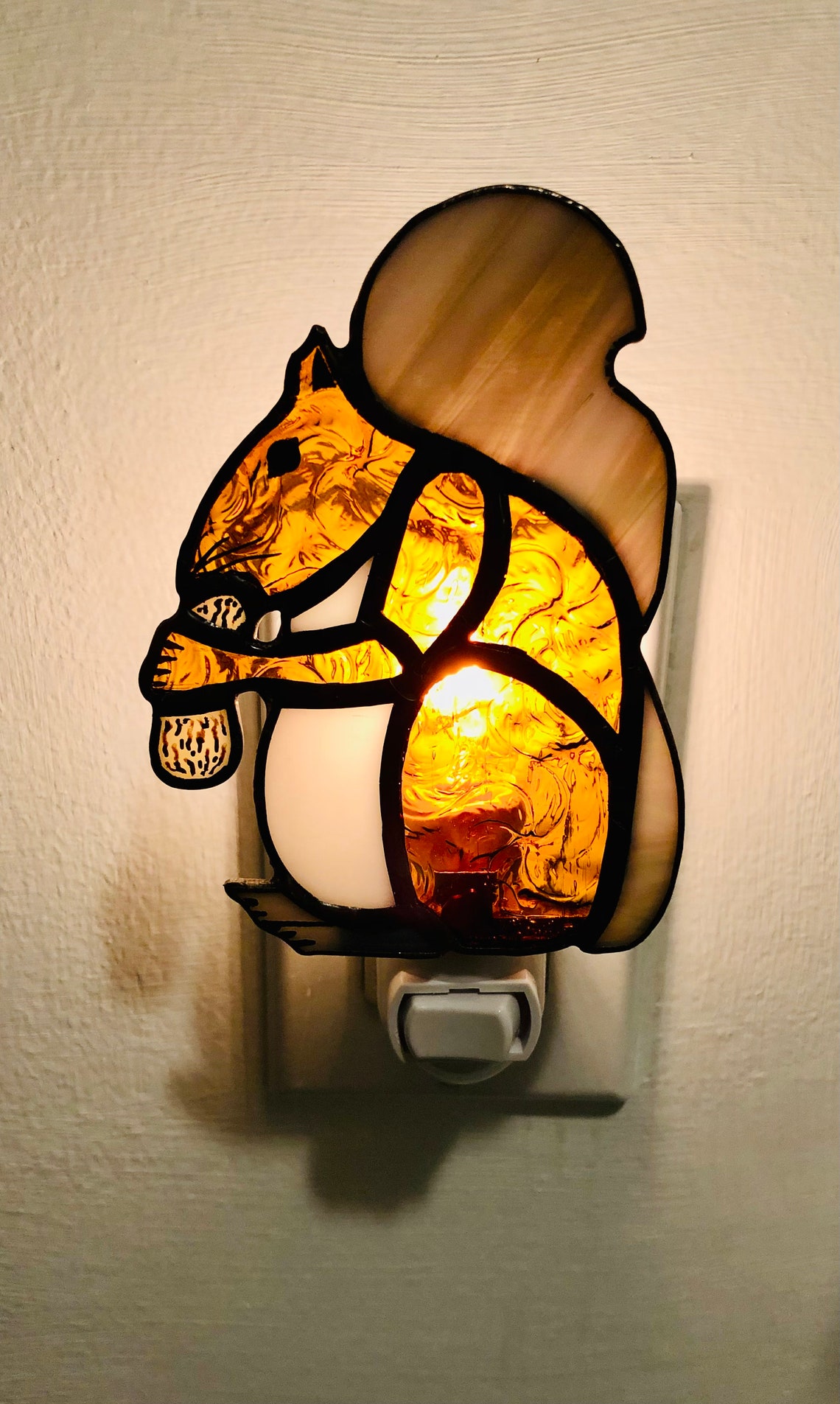 Squirrel Stain Glass Night Light With Switch Control and Bulb - Etsy