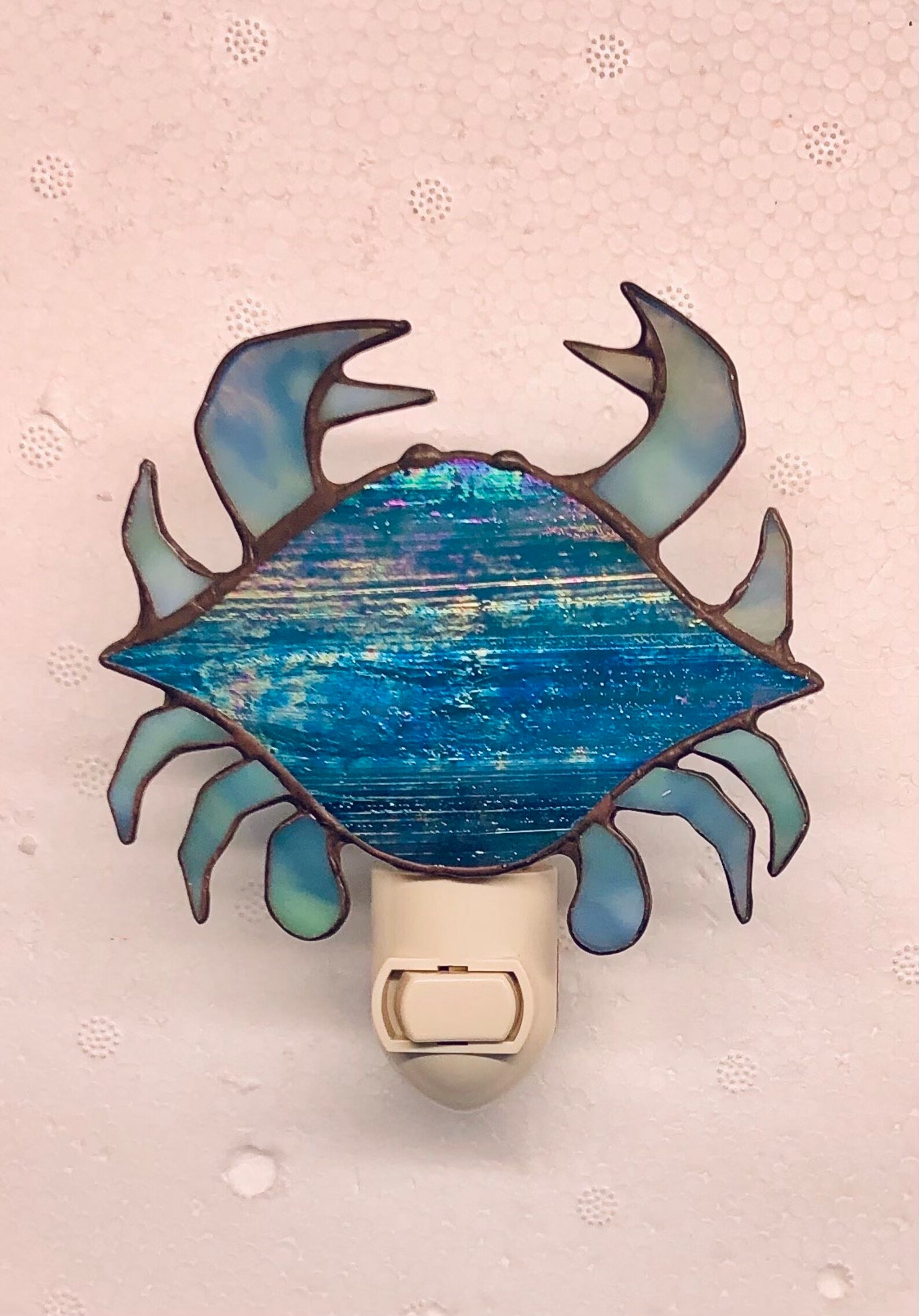 Crab Stain Glass Night Light With Switch Control and Bulb - Etsy
