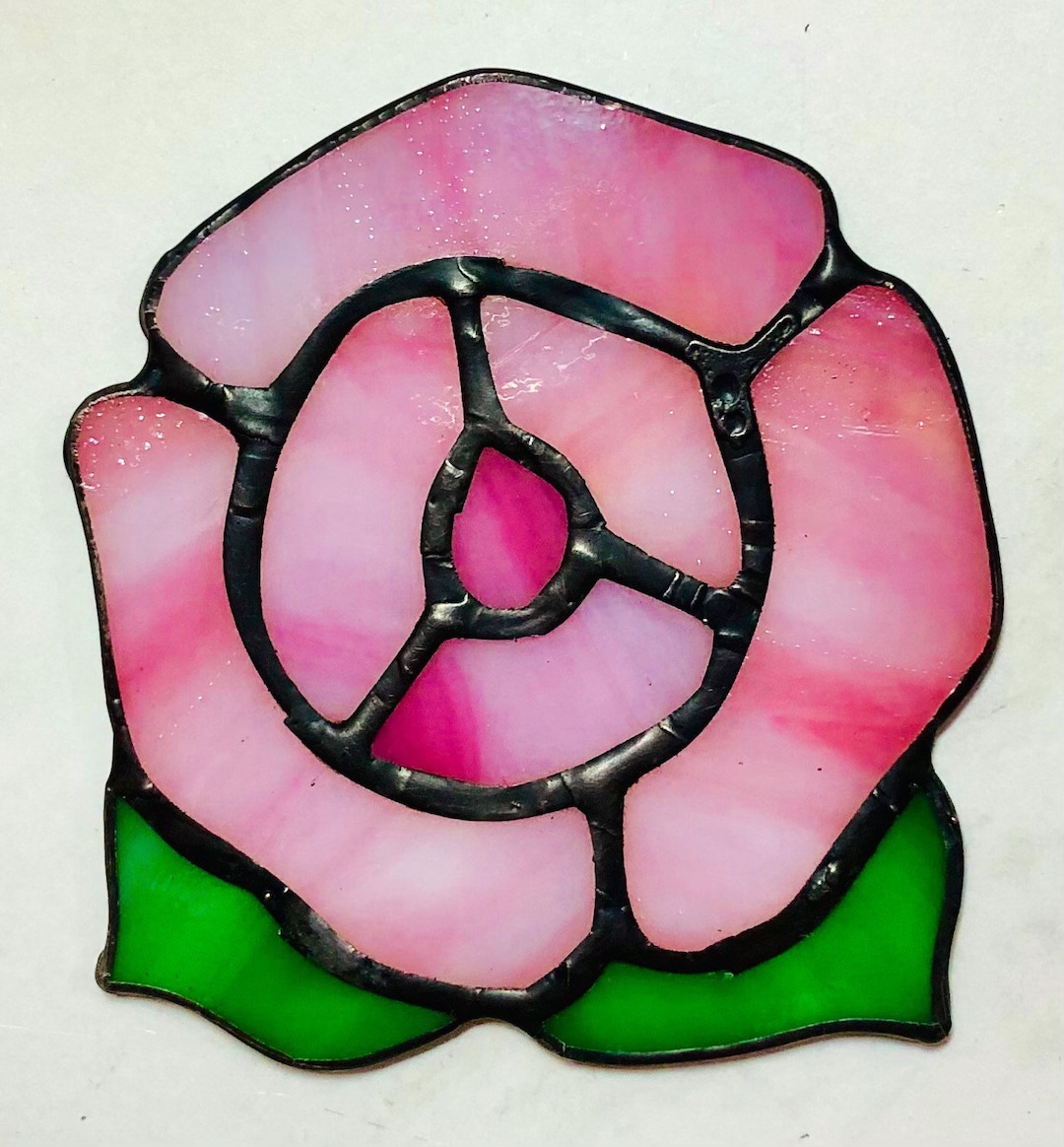 Rose Stain Glass Night Light With Switch Control and Bulb - Etsy