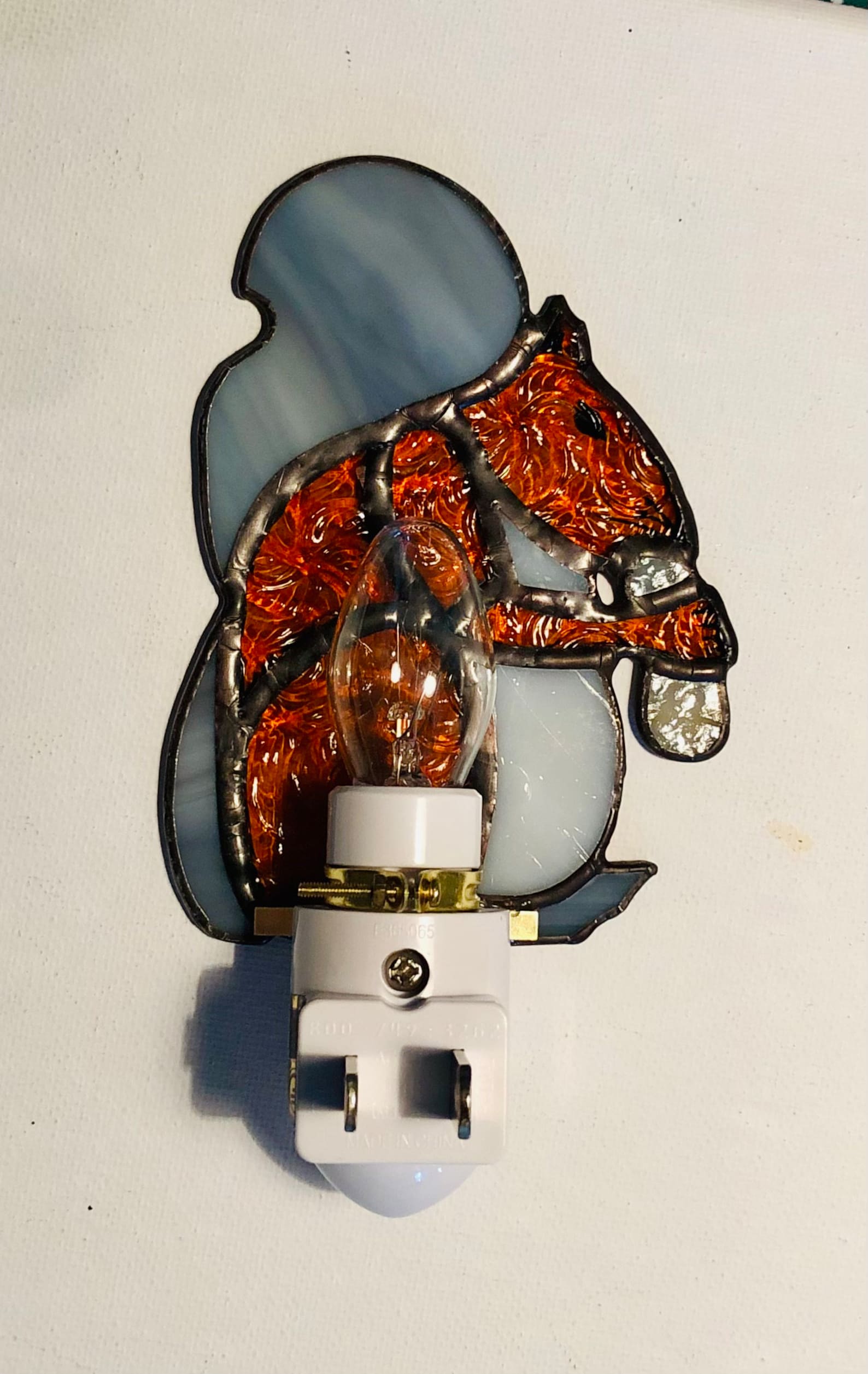 Squirrel Stain Glass Night Light With Switch Control and Bulb - Etsy