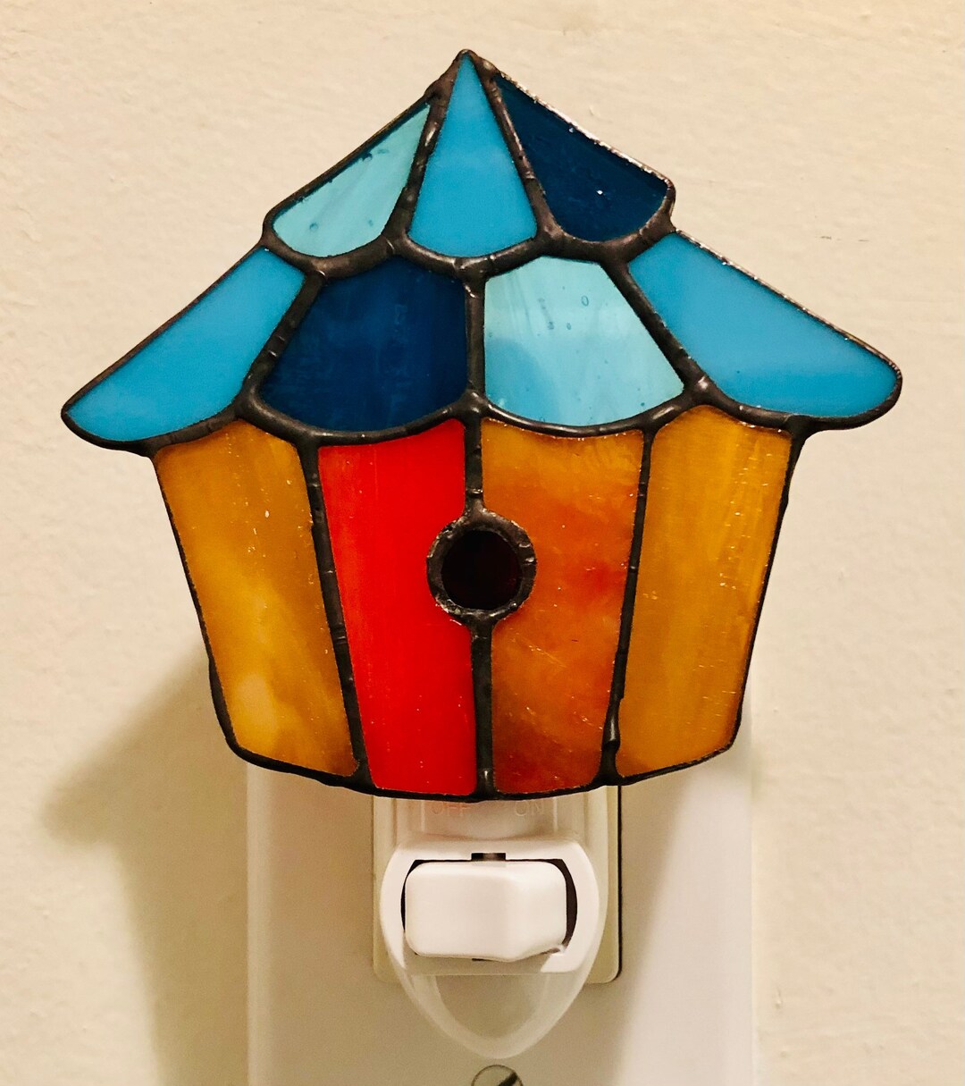 Bird House Stain Glass Night Light With Switch Control and Bulb - Etsy