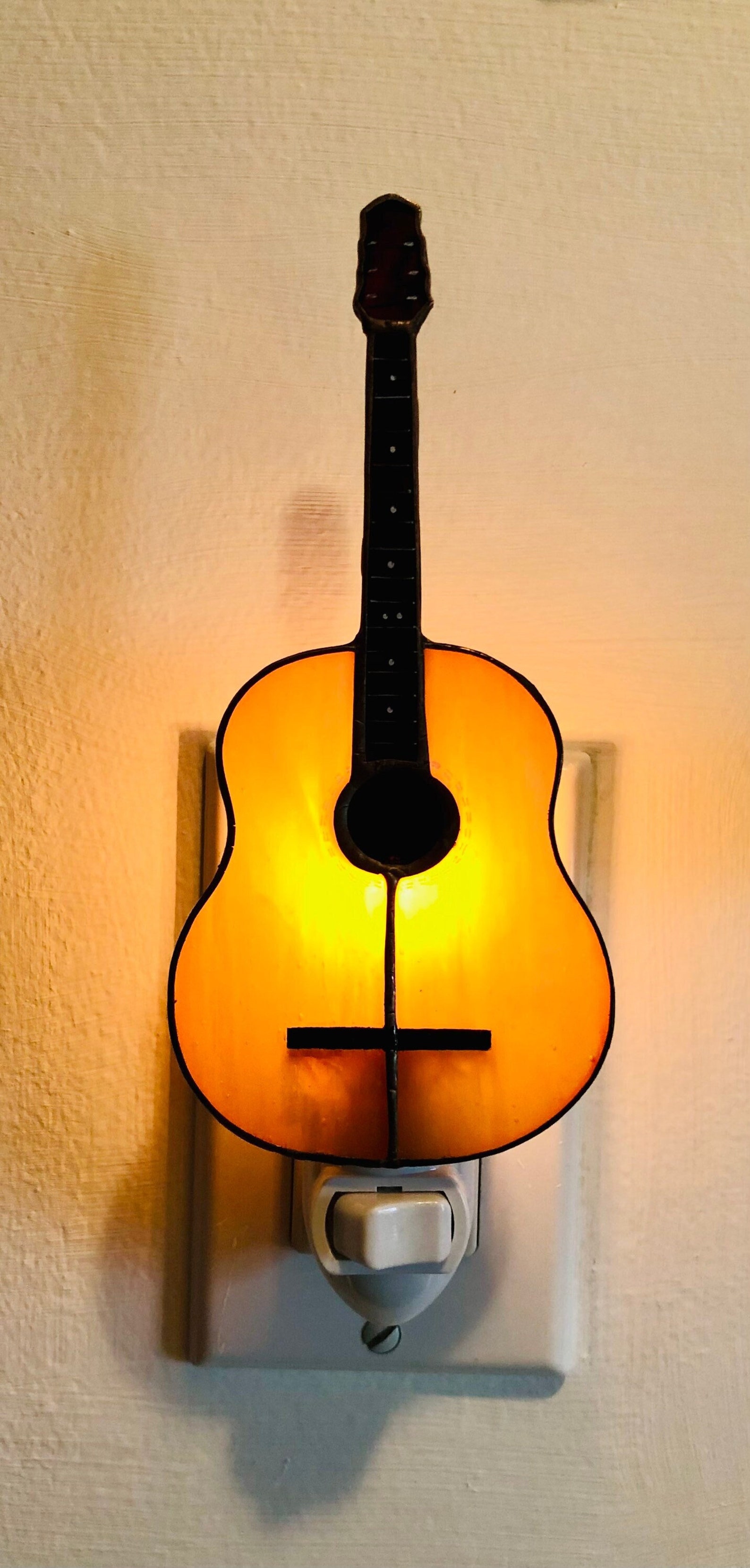 Guitar Stain Glass Night Light With Control Switch and Bulb - Etsy