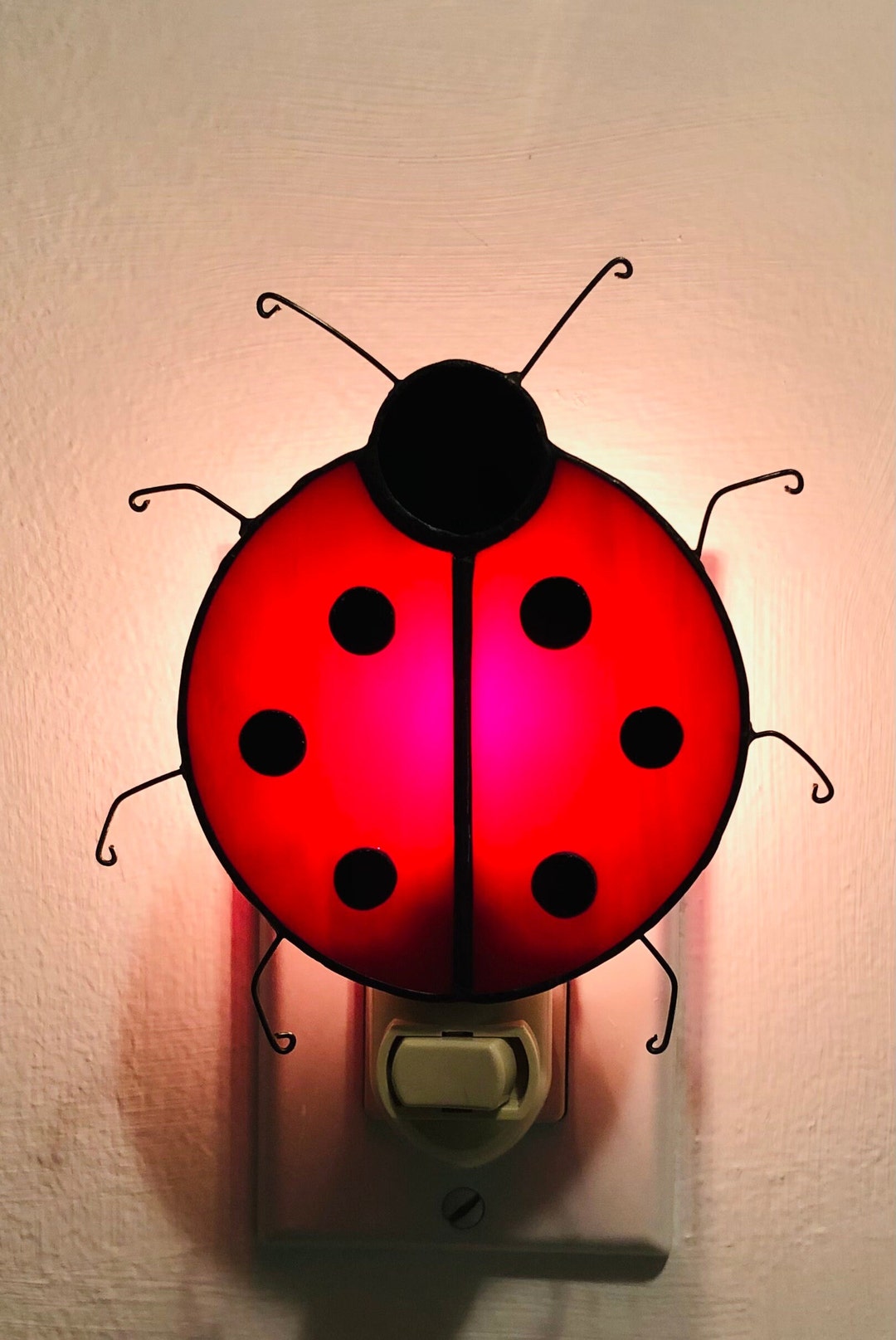 Lady Bug Stain Glass Night Light With Switch Control and Bulb - Etsy