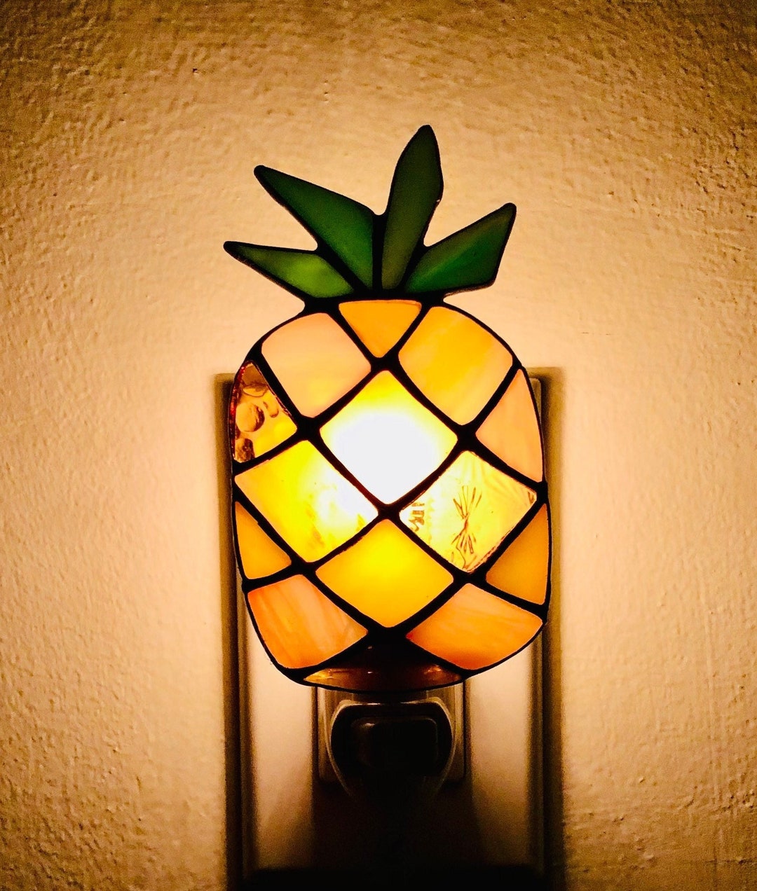 Pineapple Stain Glass Night Light With Switch Control and Bulb - Etsy