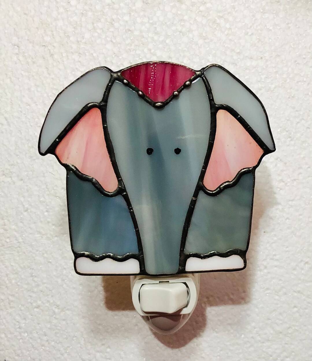 Elephant Stain Glass Night Light With Switch Control and Bulb - Etsy