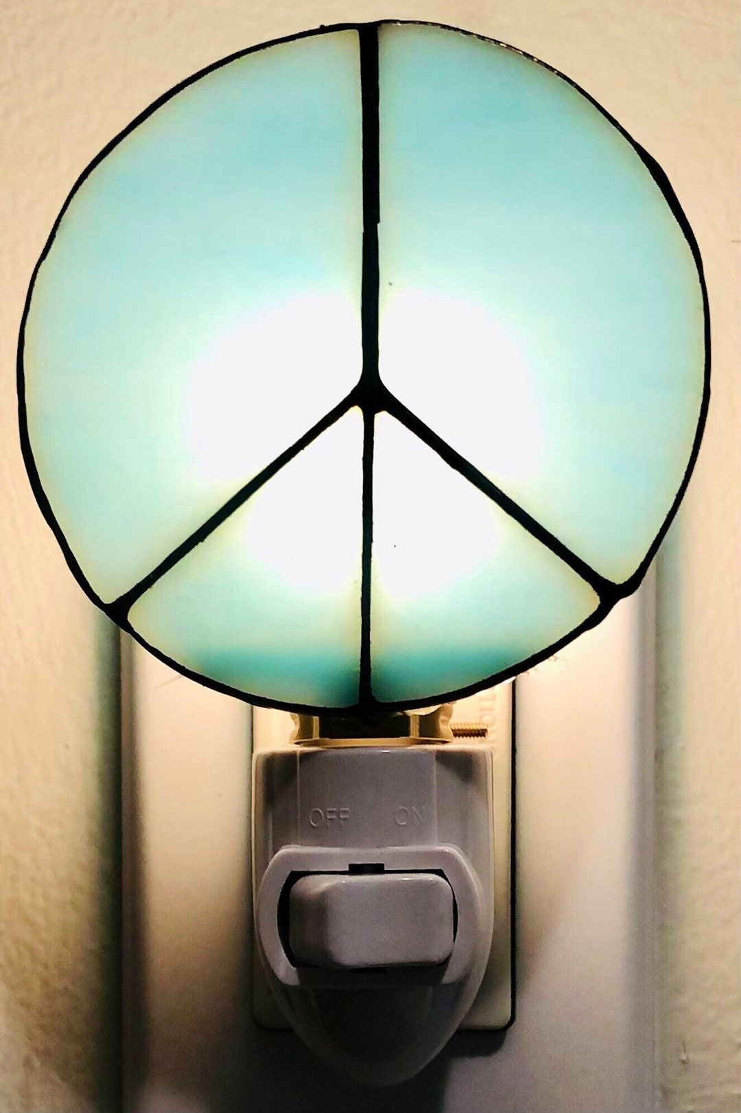 Peace Symbol Stain Glass Night Light With Switch Control and Bulb - Etsy