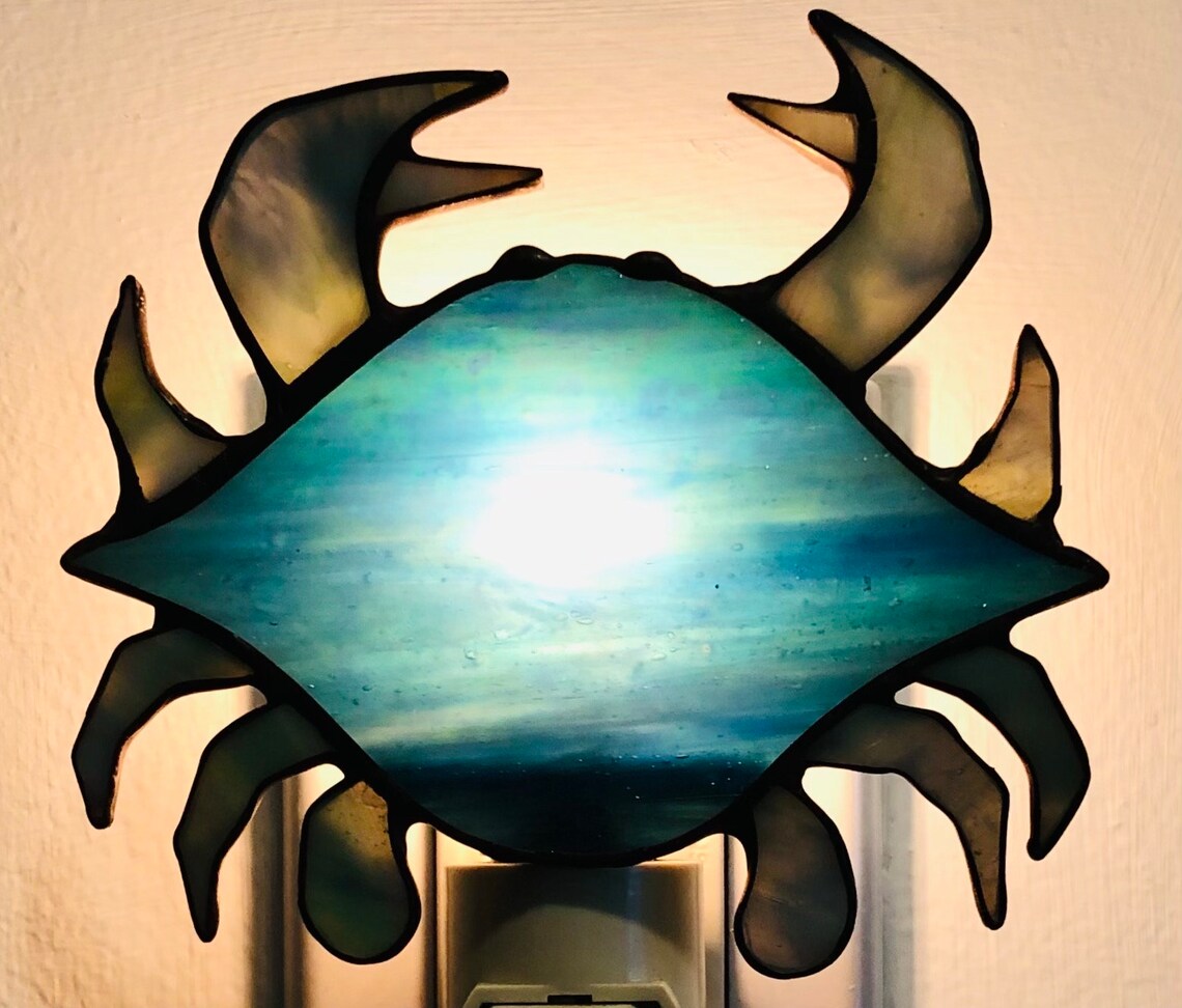 Crab Stain Glass Night Light With Switch Control and Bulb - Etsy