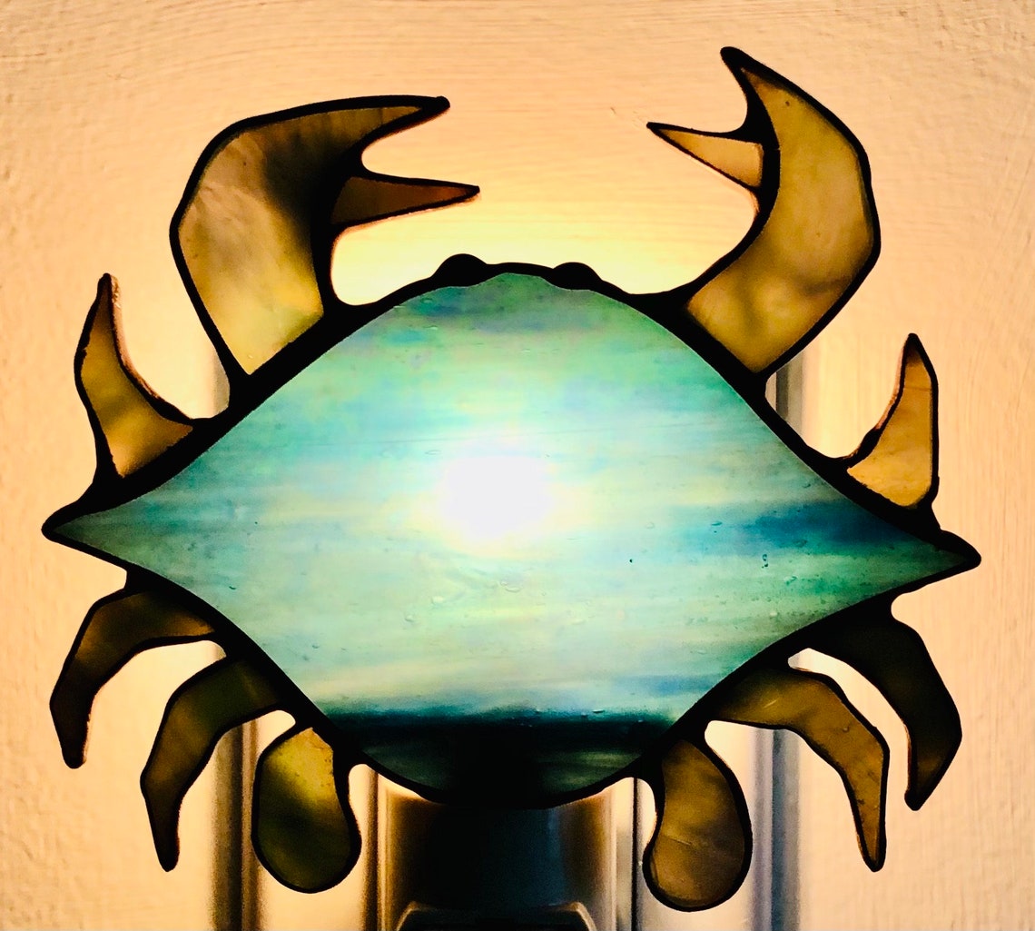 Crab Stain Glass Night Light With Switch Control and Bulb - Etsy