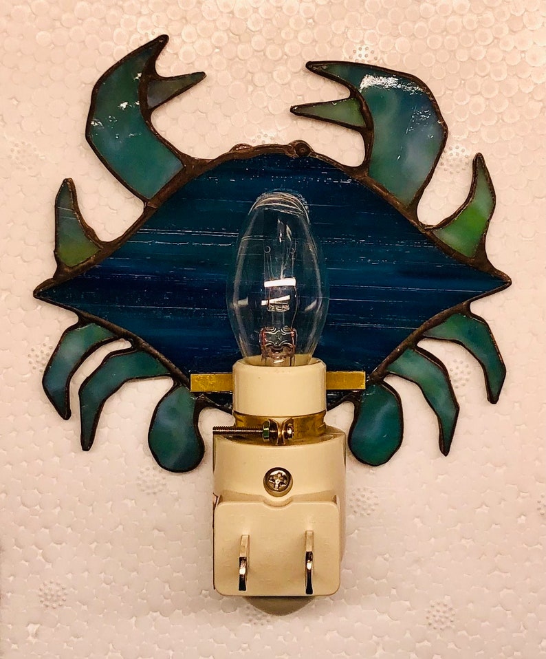 Crab Stain Glass Night Light With Switch Control and Bulb - Etsy