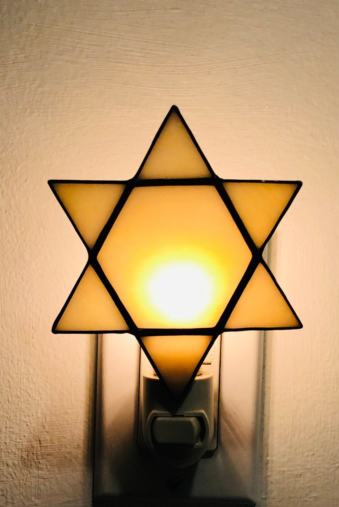 Star of David Stain Glass Night Light With Switch Control and Bulb - Etsy