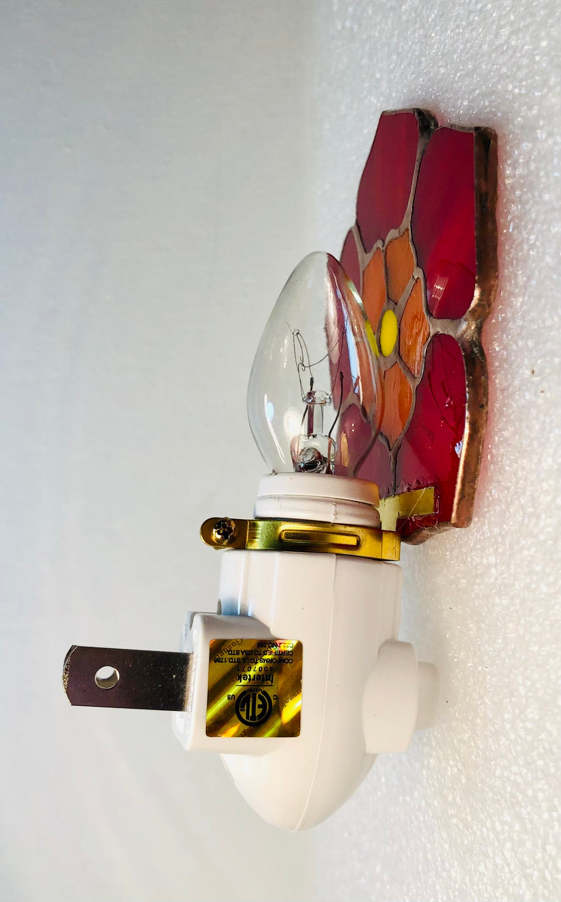 Hibiscus Flower Stain Glass Night Light With Switch Control and Bulb - Etsy