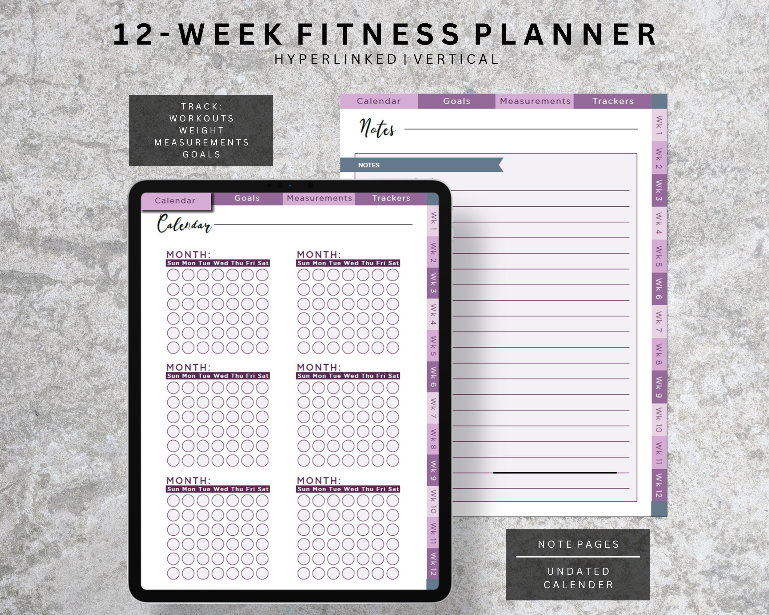 12 Week Fitness Planner Printable/digital Planner | Interactive Workout ...