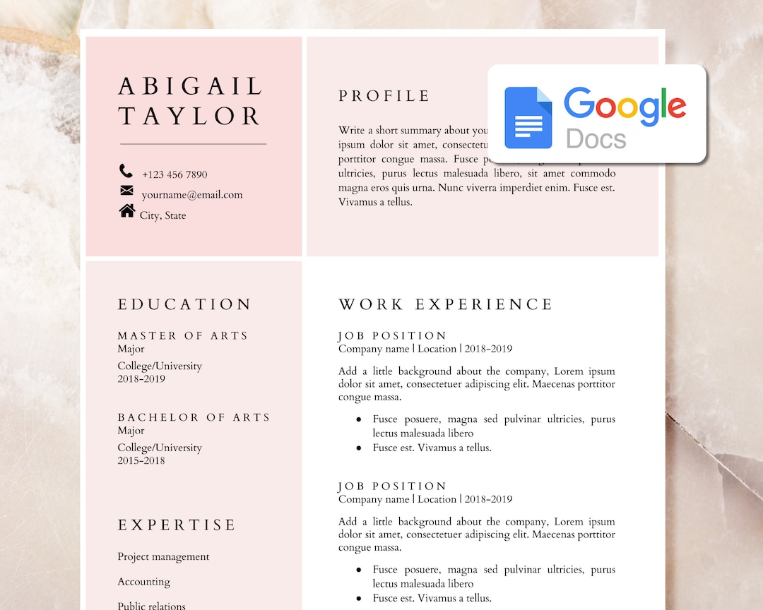 Modern Resume Template for Google Docs | Easy-to-edit CV Template ...