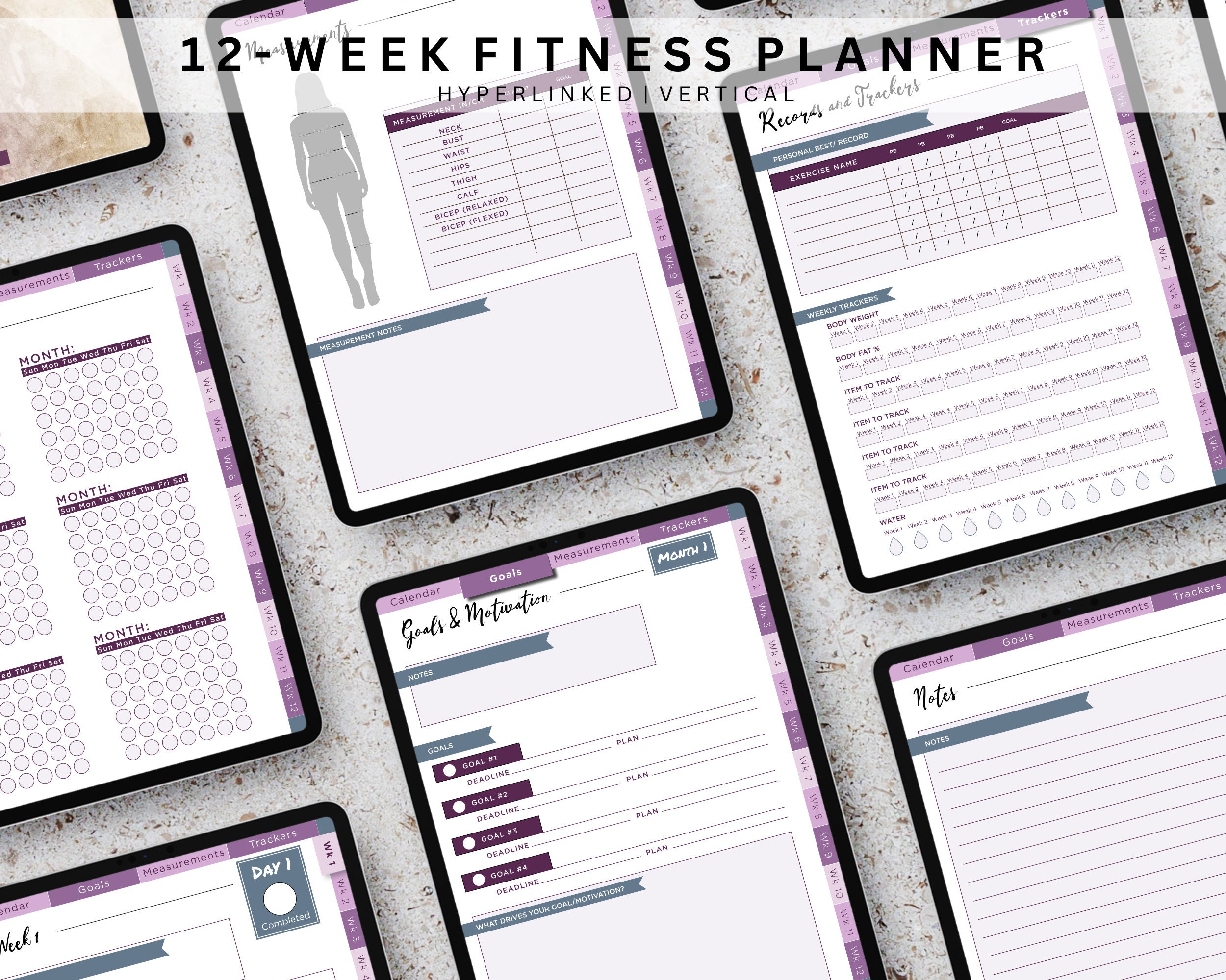 12 Week Fitness Planner Printable/digital Planner | Interactive Workout ...