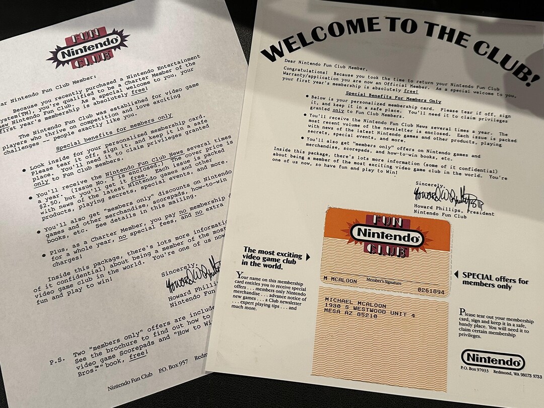 Custom Nintendo Fun Club Membership Letter and Card YOUR NAME - Etsy