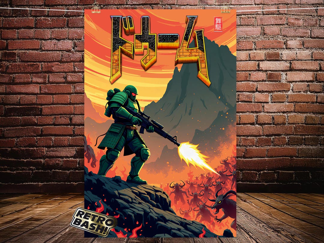 DOOM ドゥーム Japanese Warrior Woodprint Poster - Museum Quality Matte ...