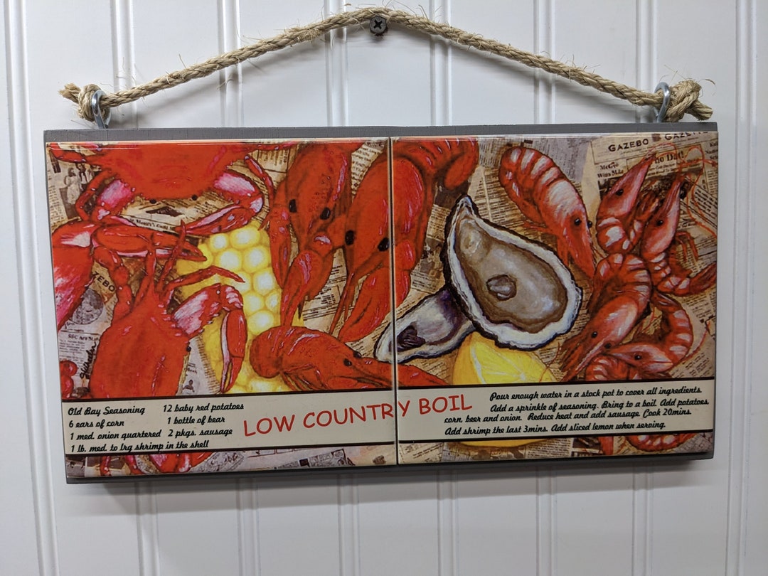 Tile Art Mural, "crab Boil" Ceramic Tiles, Hanging Tile Art 12" X 6" - Etsy