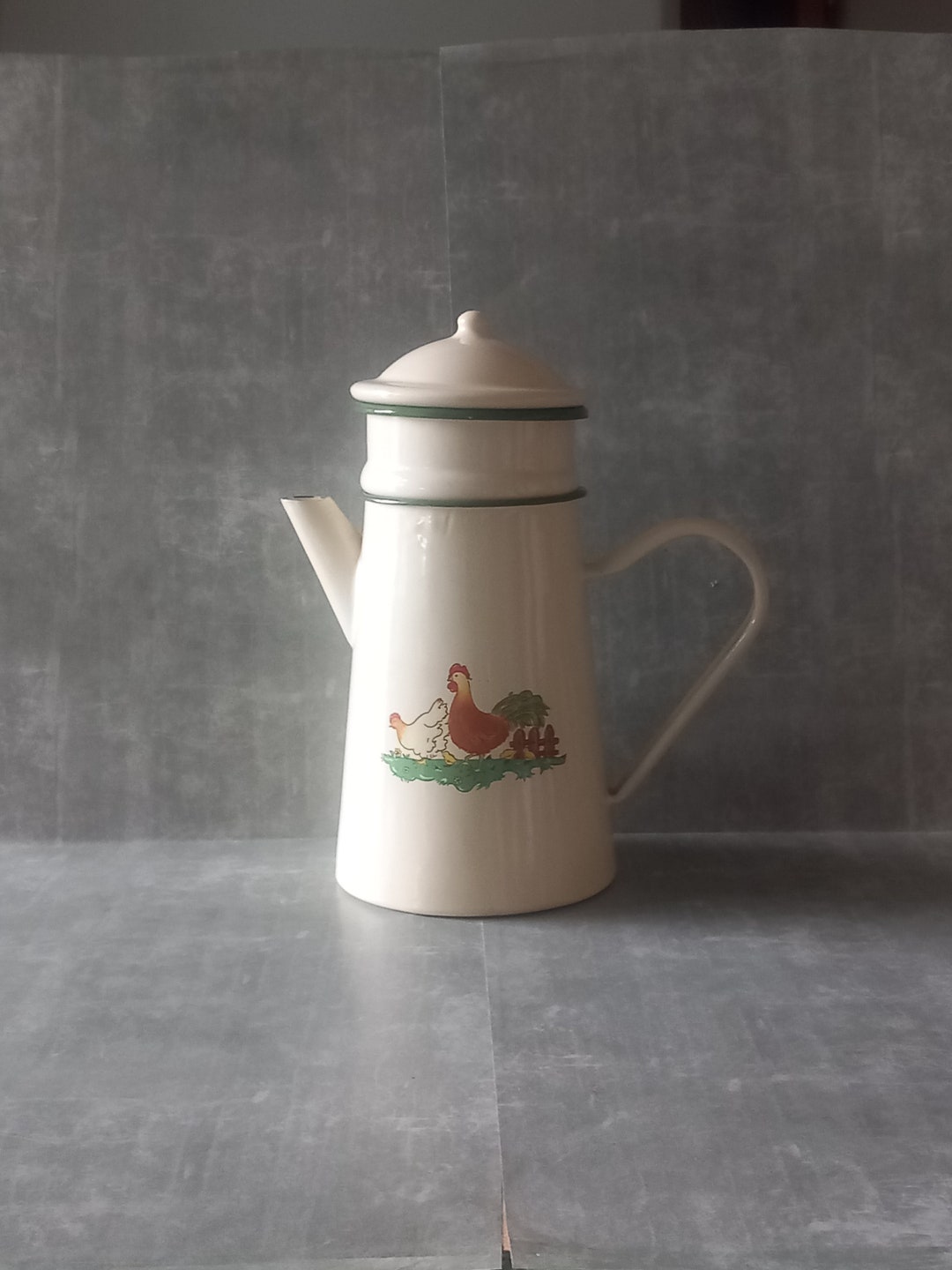 Vintage Enamel Pitcher - Etsy