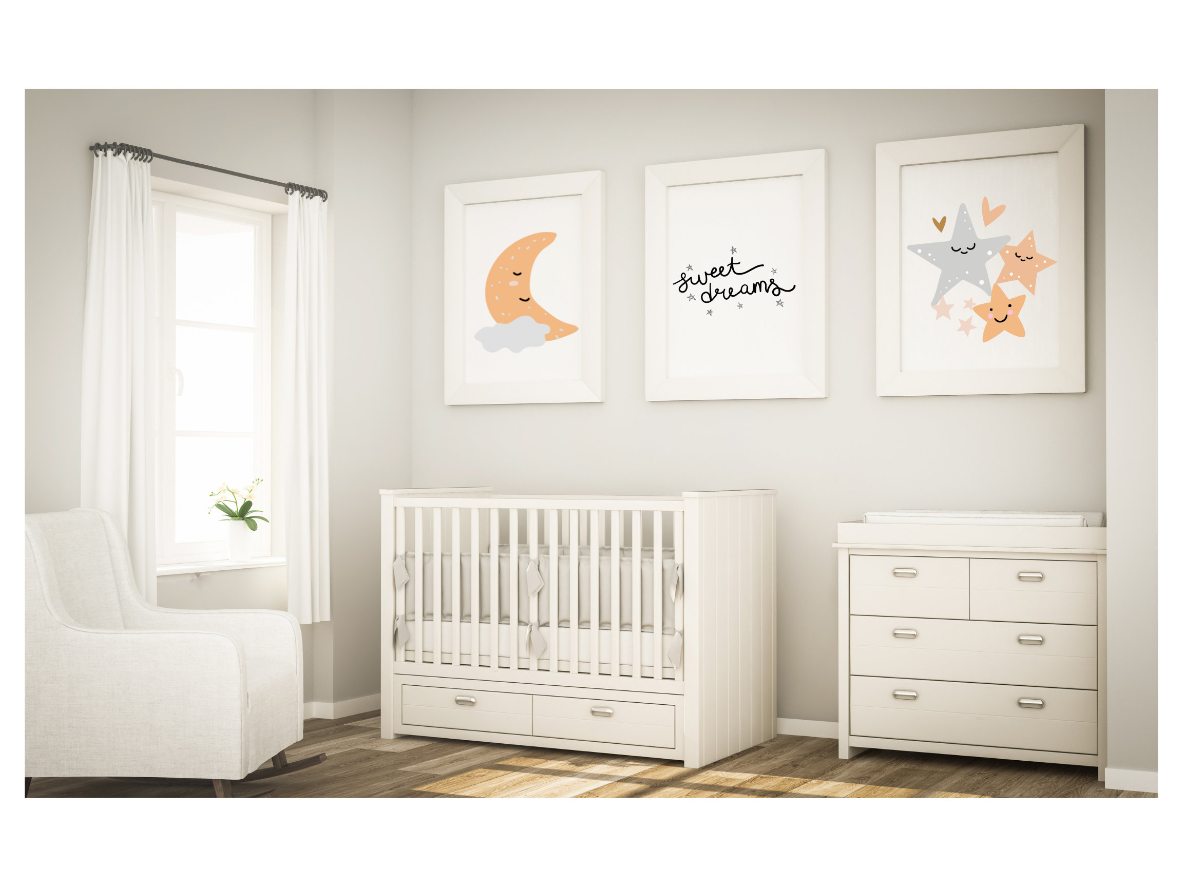 Neutral Sweet Dreams Wall Art PRINTABLE, Set of 3 Prints, Sweet Dreams ...