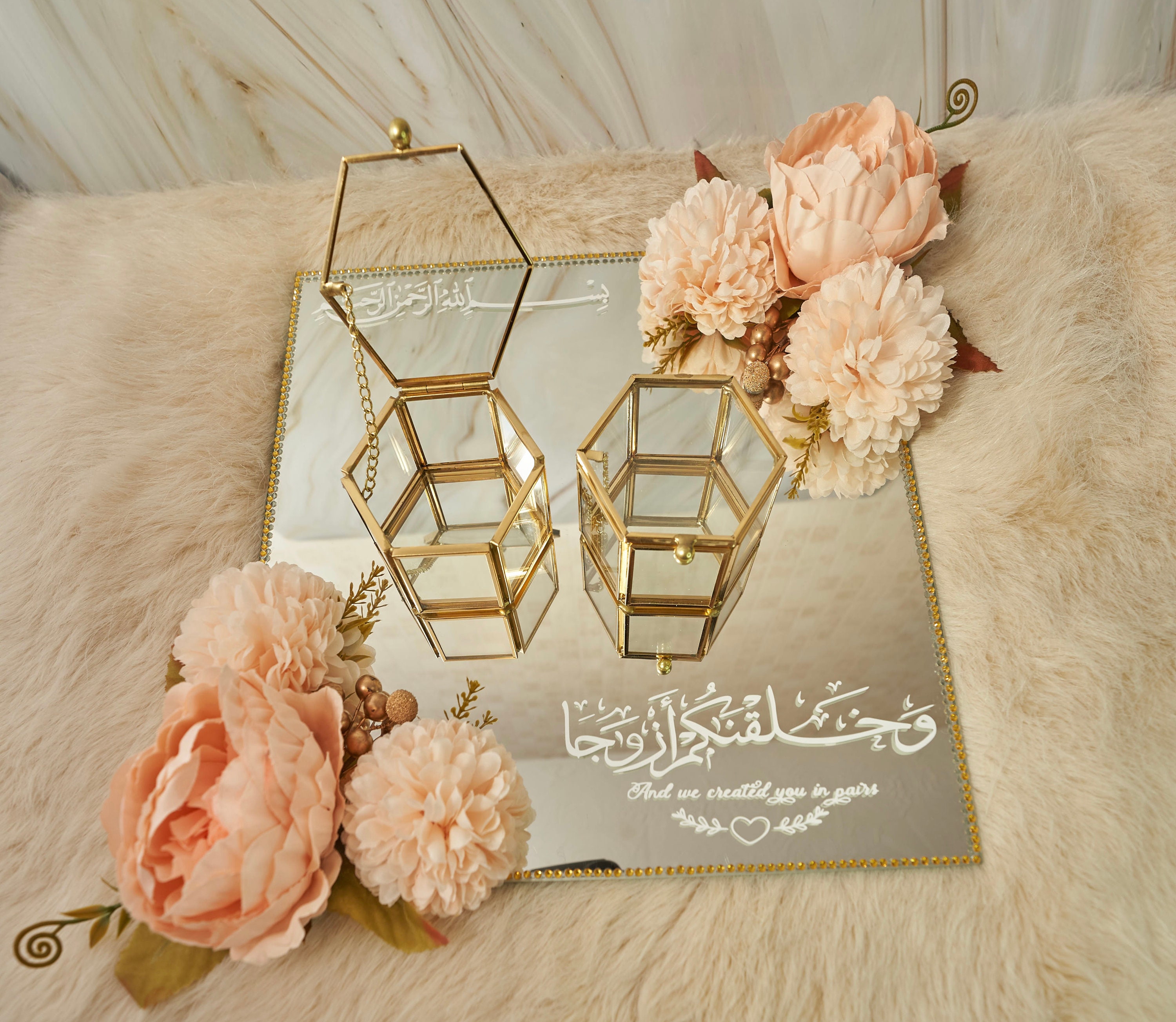 A Square Mirror Ring Plate to Display Bride and Groom’s Rings on Their ...
