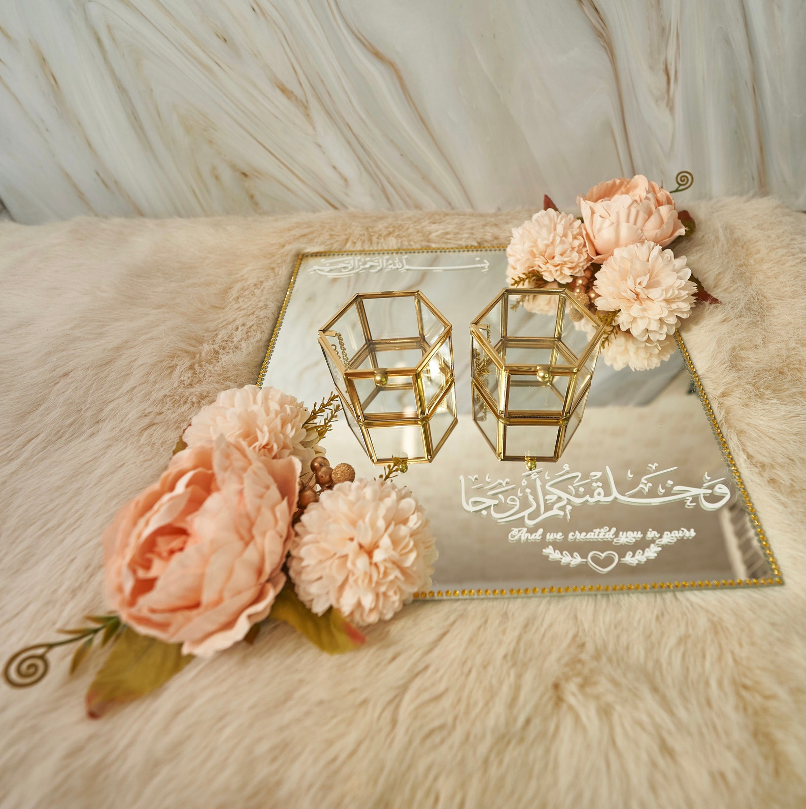 A Square Mirror Ring Plate to Display Bride and Groom’s Rings on Their ...