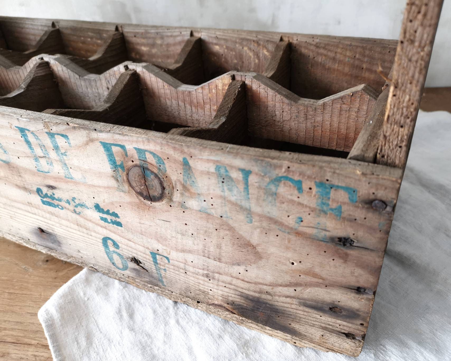 French Antique Wine Bottle Rack , Dark Wood, Handled Wine Carrier ...