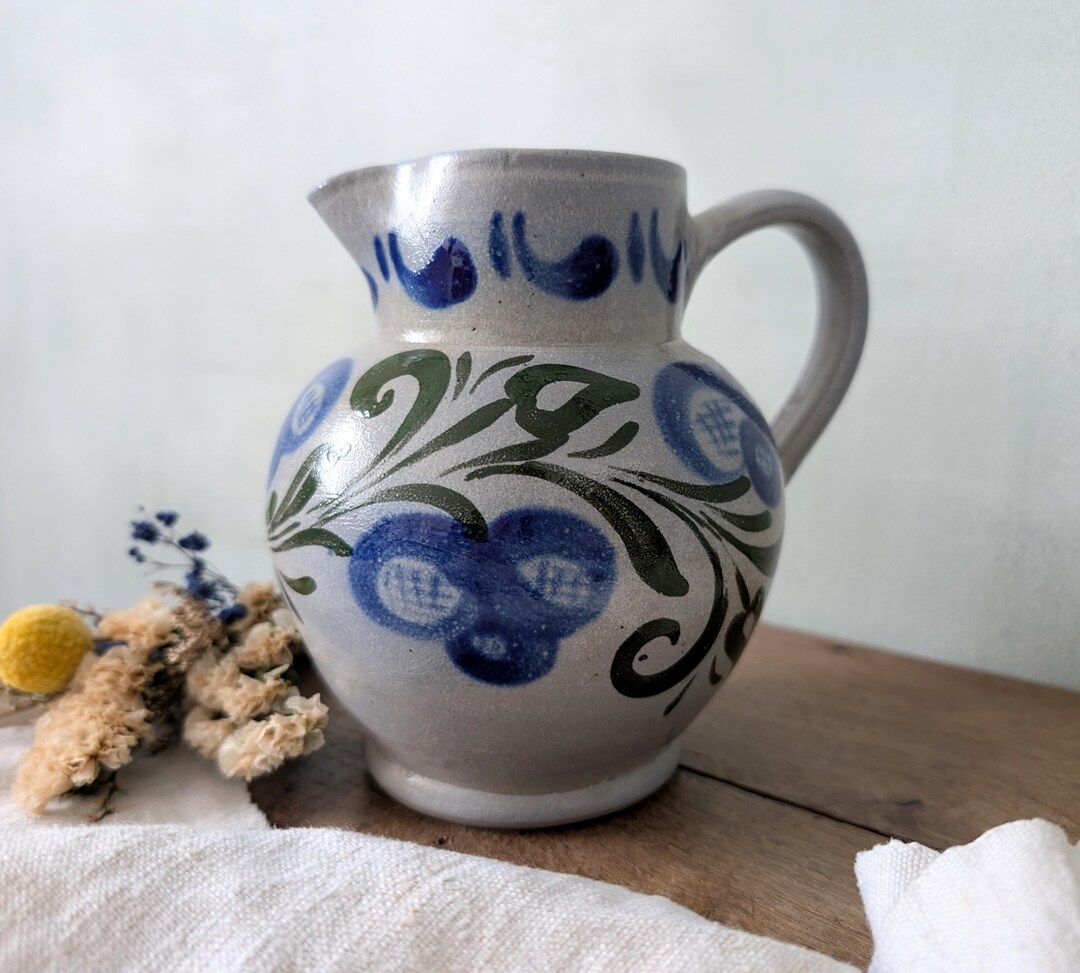 Vintage French Pitcher, Glazed Stoneware - Etsy