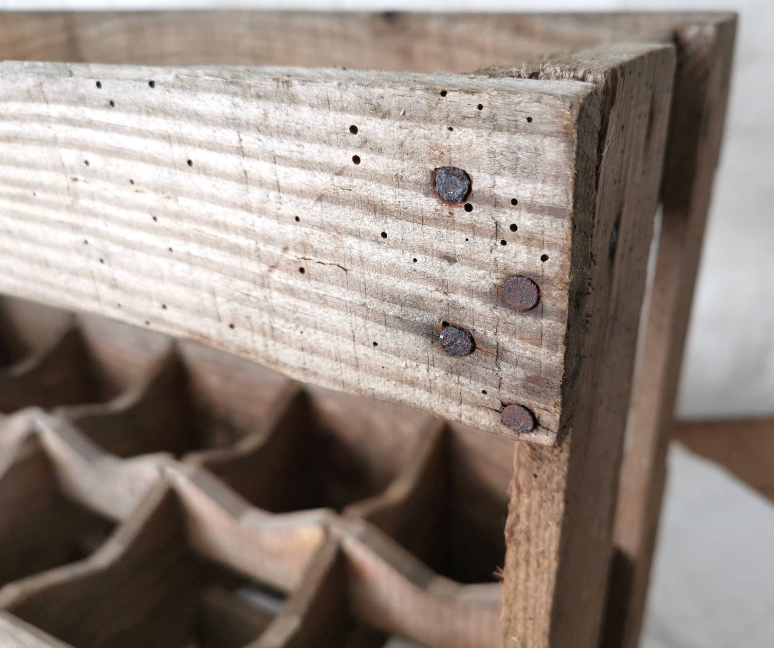 French Antique Wine Bottle Rack , Dark Wood, Handled Wine Carrier ...