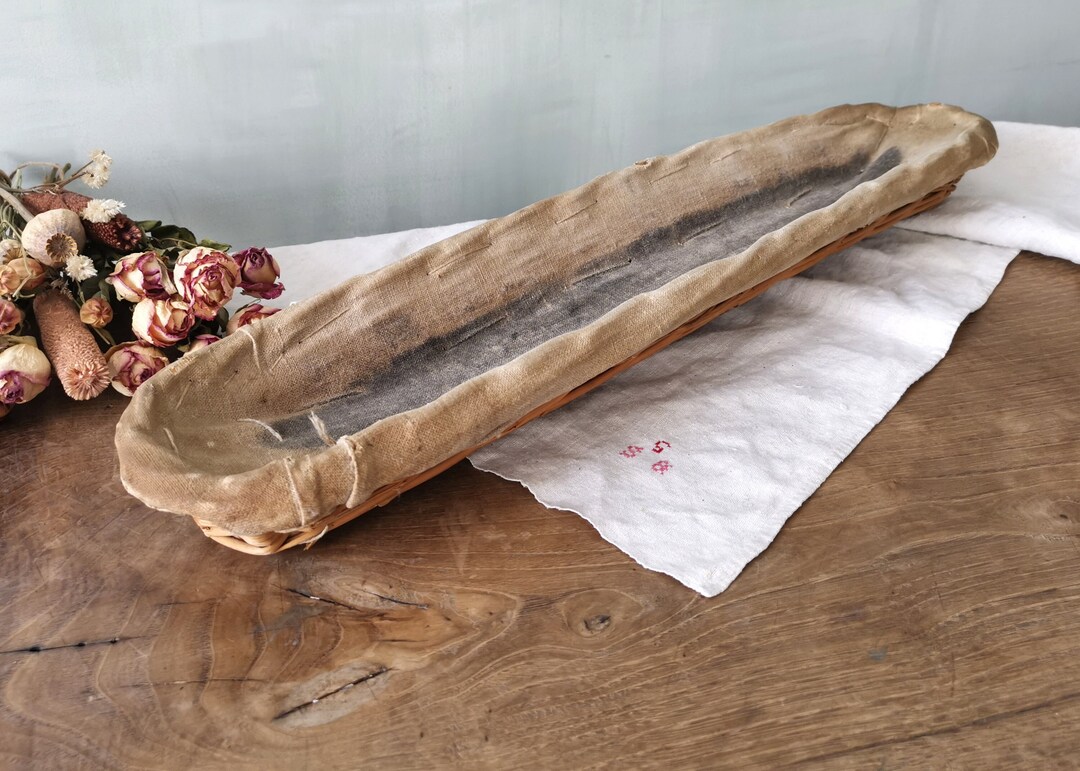 Antique Extra Long Bread Basket, Vintage Large French Wicker Baguette ...