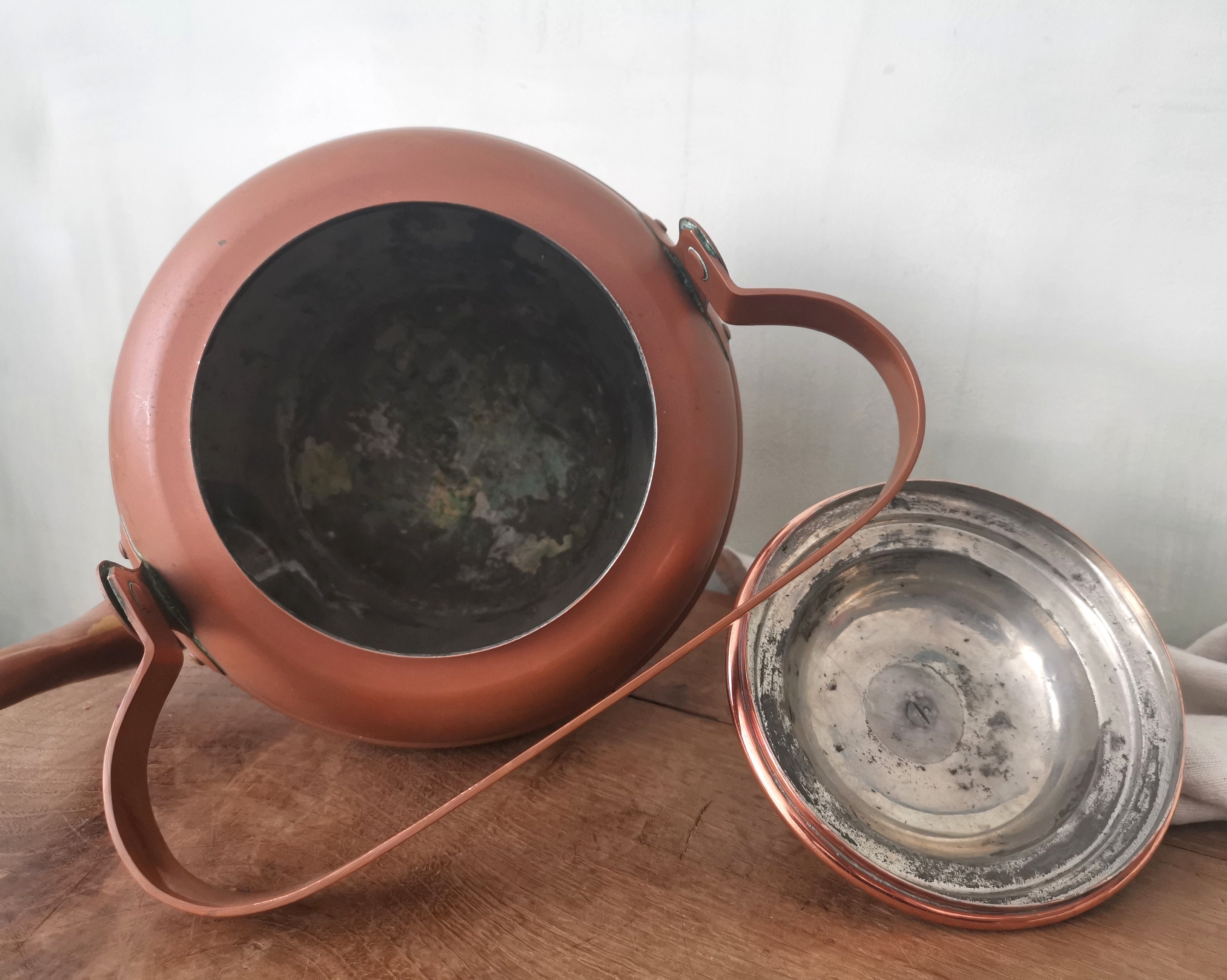 Vintage French Copper Brass Kettle Stamped LECELLIER VILLEDIEU - Etsy