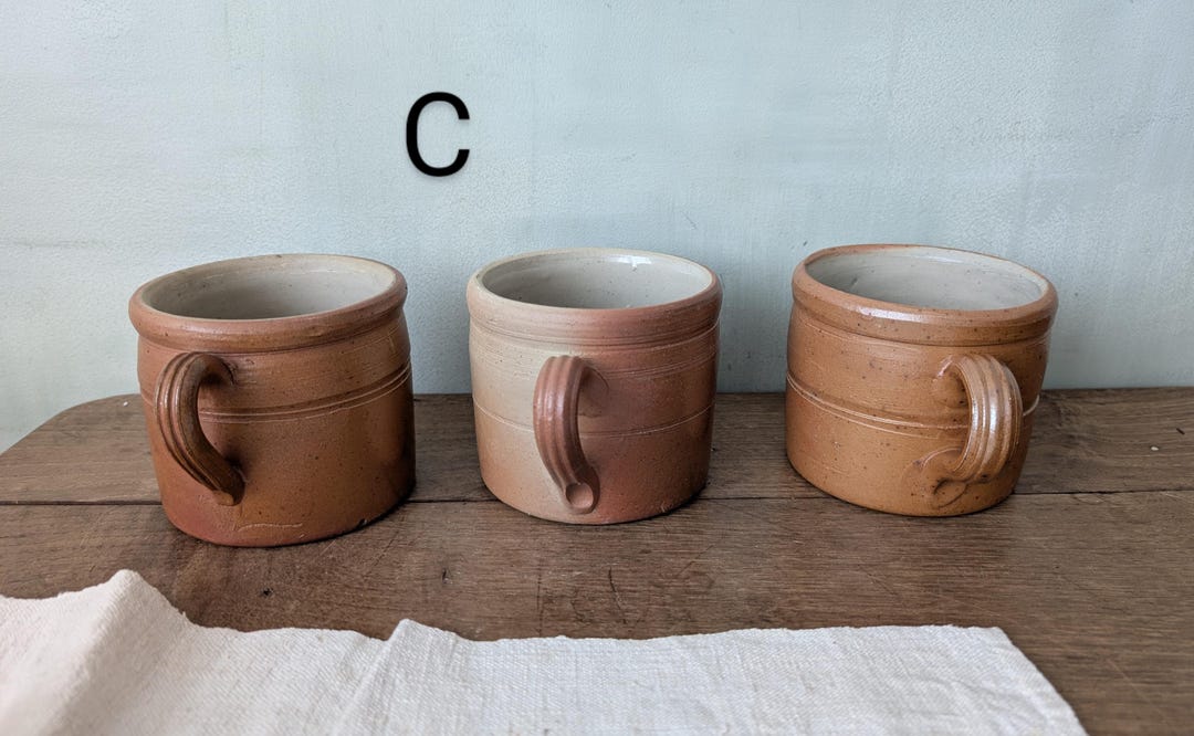 3 French Artisanal Stoneware Cups / Beige Stoneware / Style C - Etsy