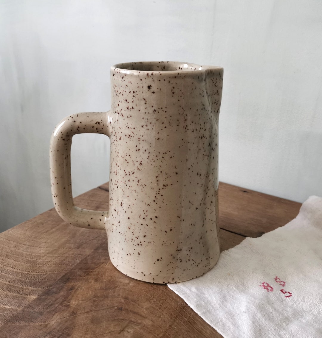 French Artisanal Pitcher, Beige Glazed Stoneware - Etsy