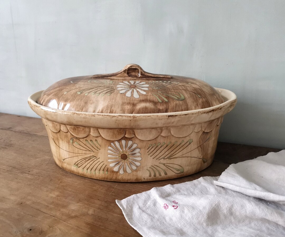 Vintage French Ceramic TERRINE, Folk Art Alsacian Pottery, Handpainted ...