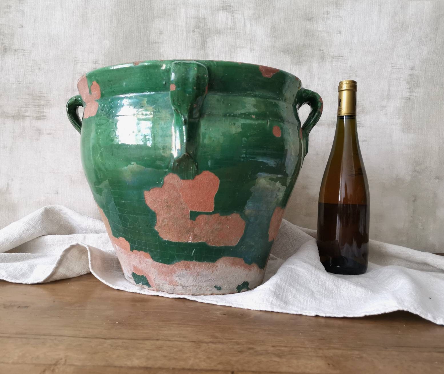 Antique Terracotta Green Glazed Pot Huge Rustic Planter - Etsy