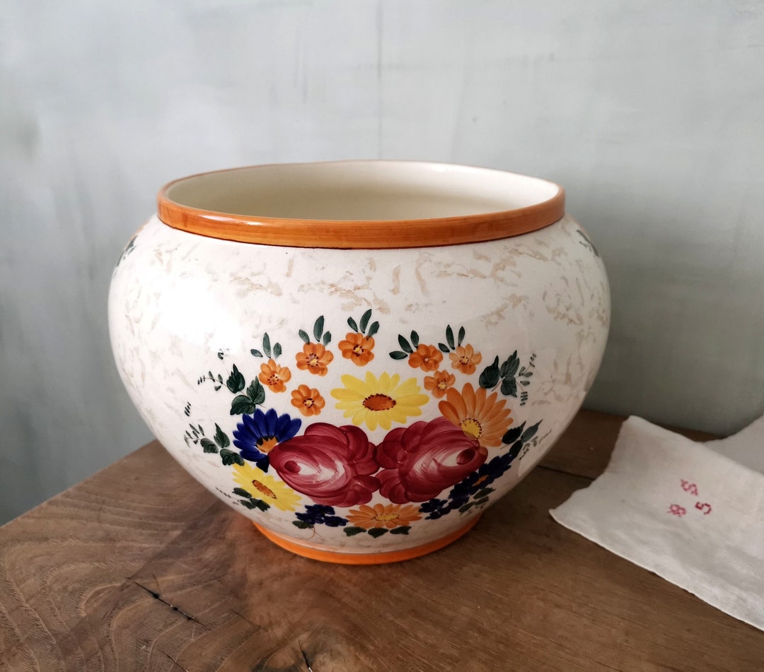 Vintage French Planter Stamped LONGCHAMP, Floral Pattern - Etsy