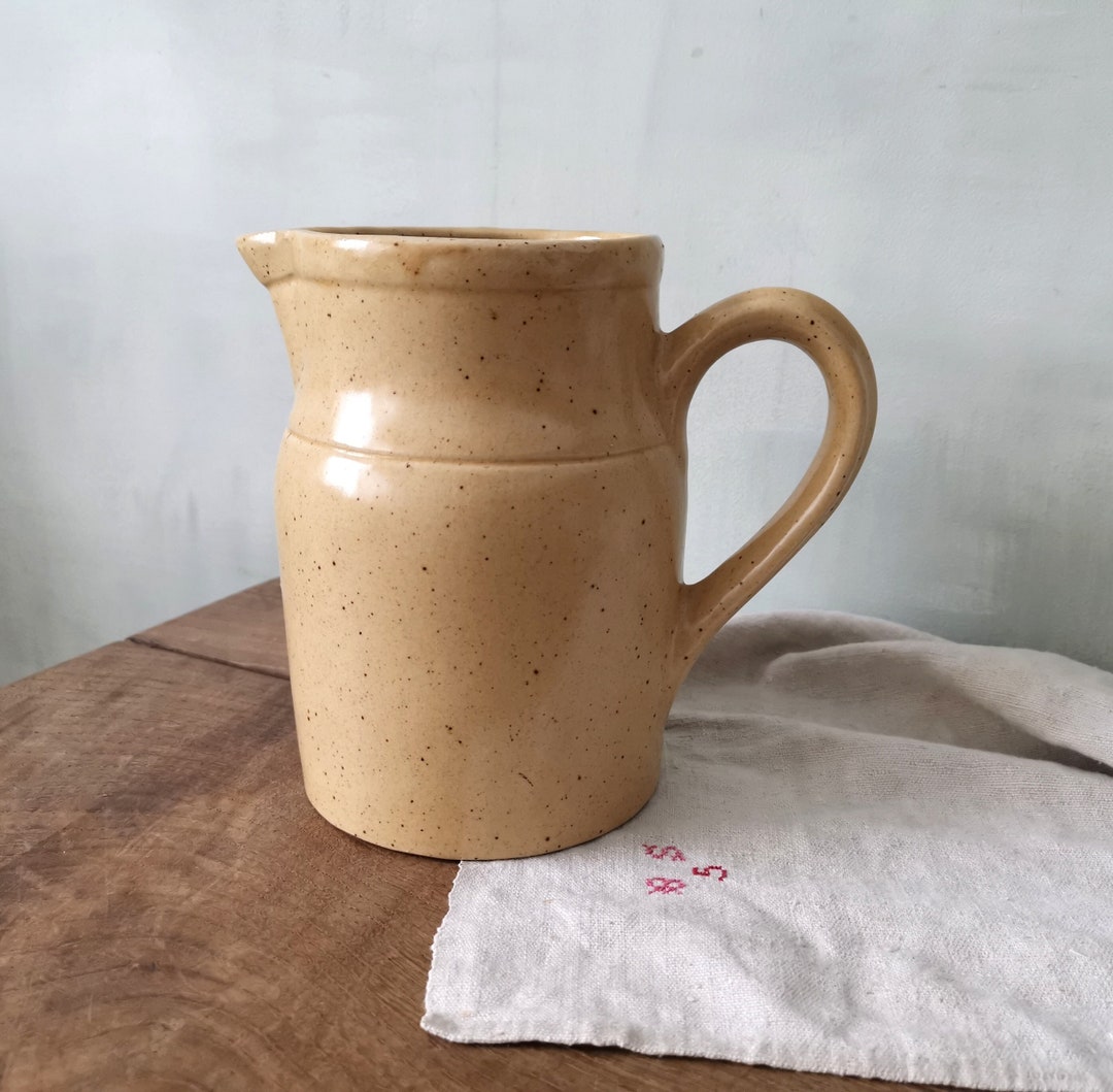 Vintage French Bistro Pitcher Stamped DIGOIN, Beige Glazed Stoneware - Etsy