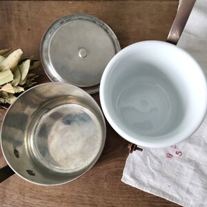 French Hammered Copper Bain Marie, Double Boiler W APILCO White ...
